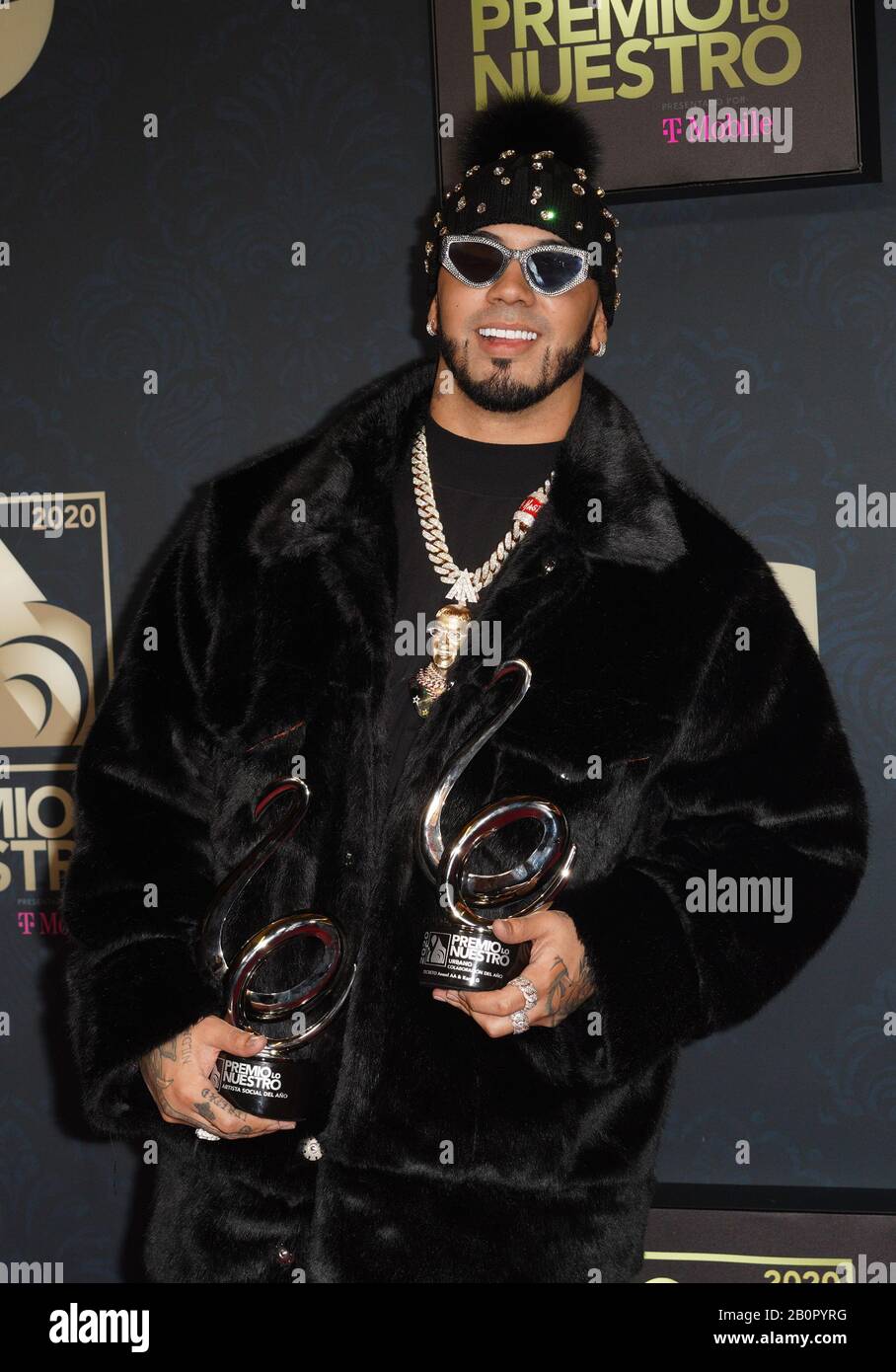 Miami, FL, USA. 20th Feb, 2020. Anuel AA in the press room at Univision ...