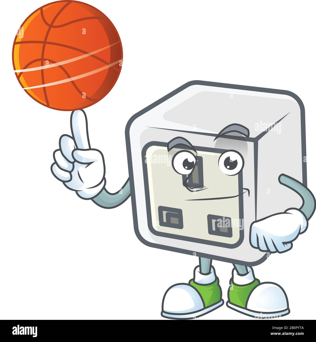 a strong USB power socket cartoon character with a basketball Stock ...