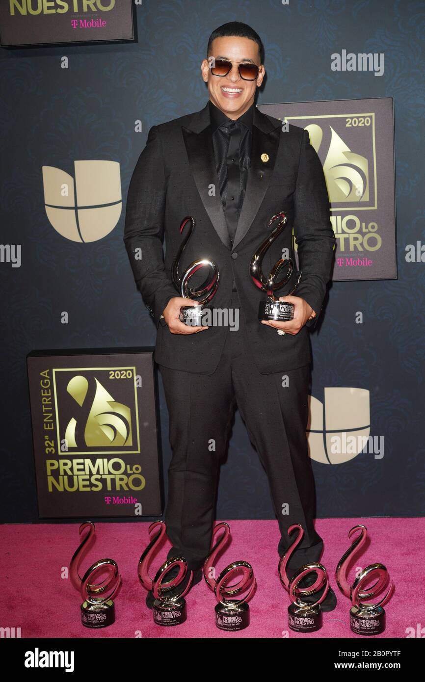 Miami, FL, USA. 20th Feb, 2020. Daddy Yankee in the press room at ...