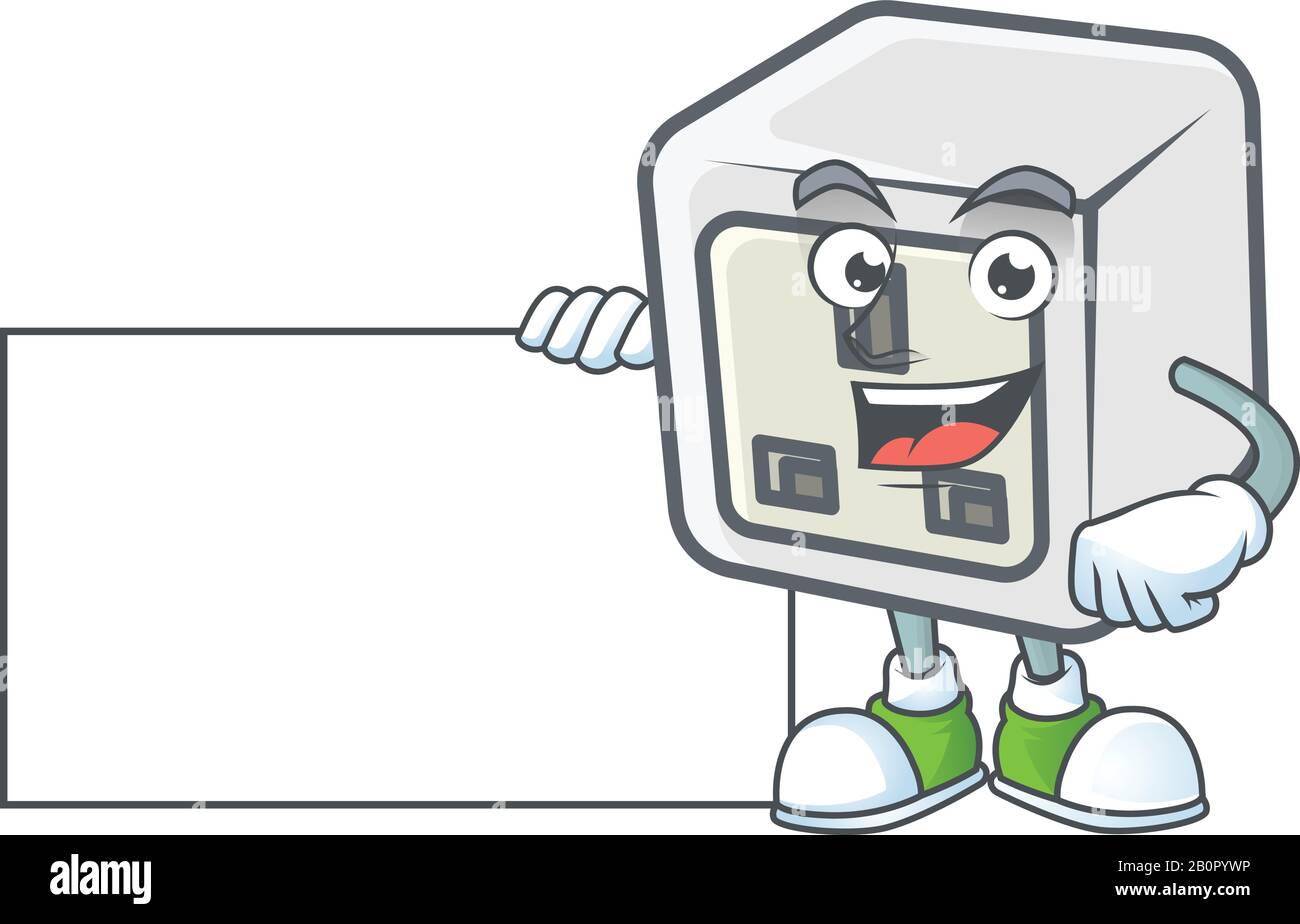 Cute funny USB power socket cartoon character having a board Stock ...