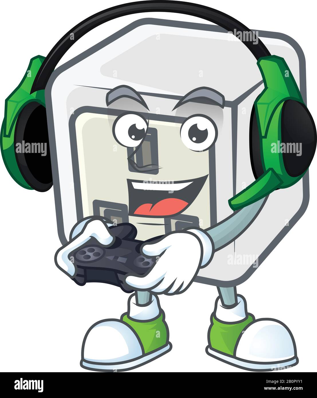 USB power socket cartoon picture play a game with headphone and ...