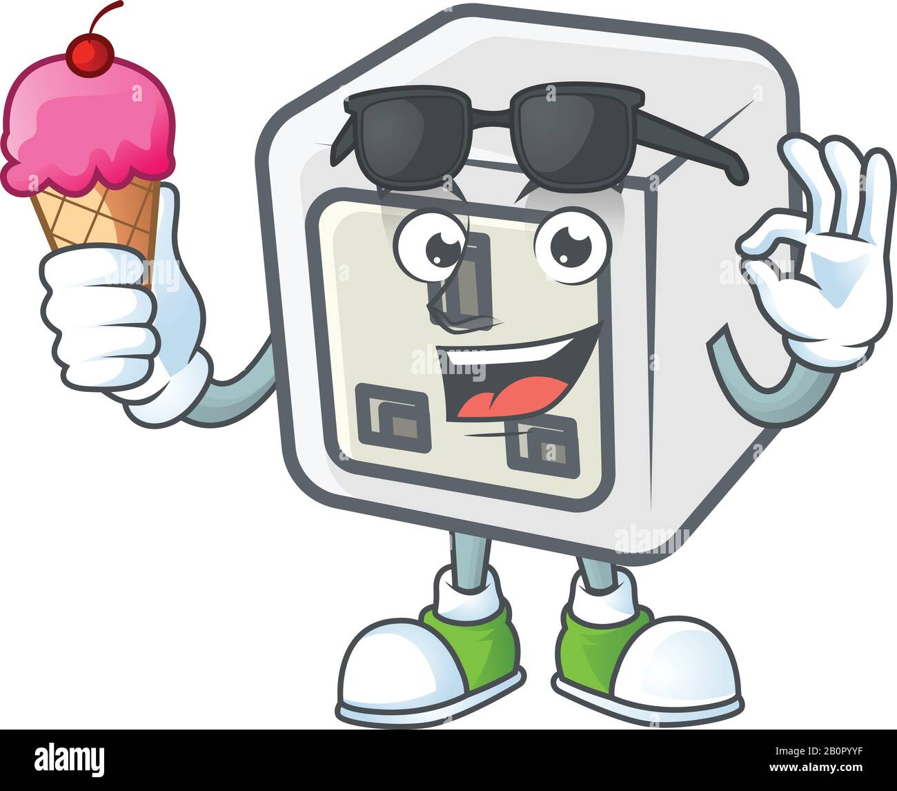 USB power socket mascot cartoon style eating an ice cream Stock Vector ...