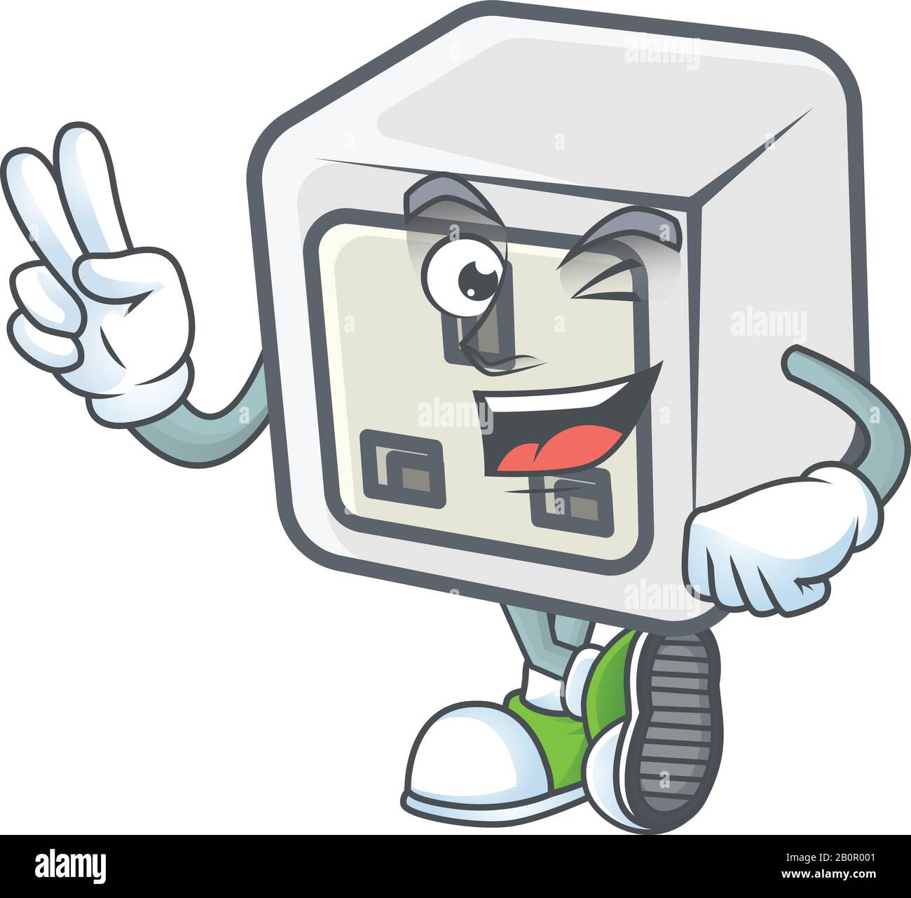 Cute cartoon mascot picture of USB power socket with two fingers Stock ...