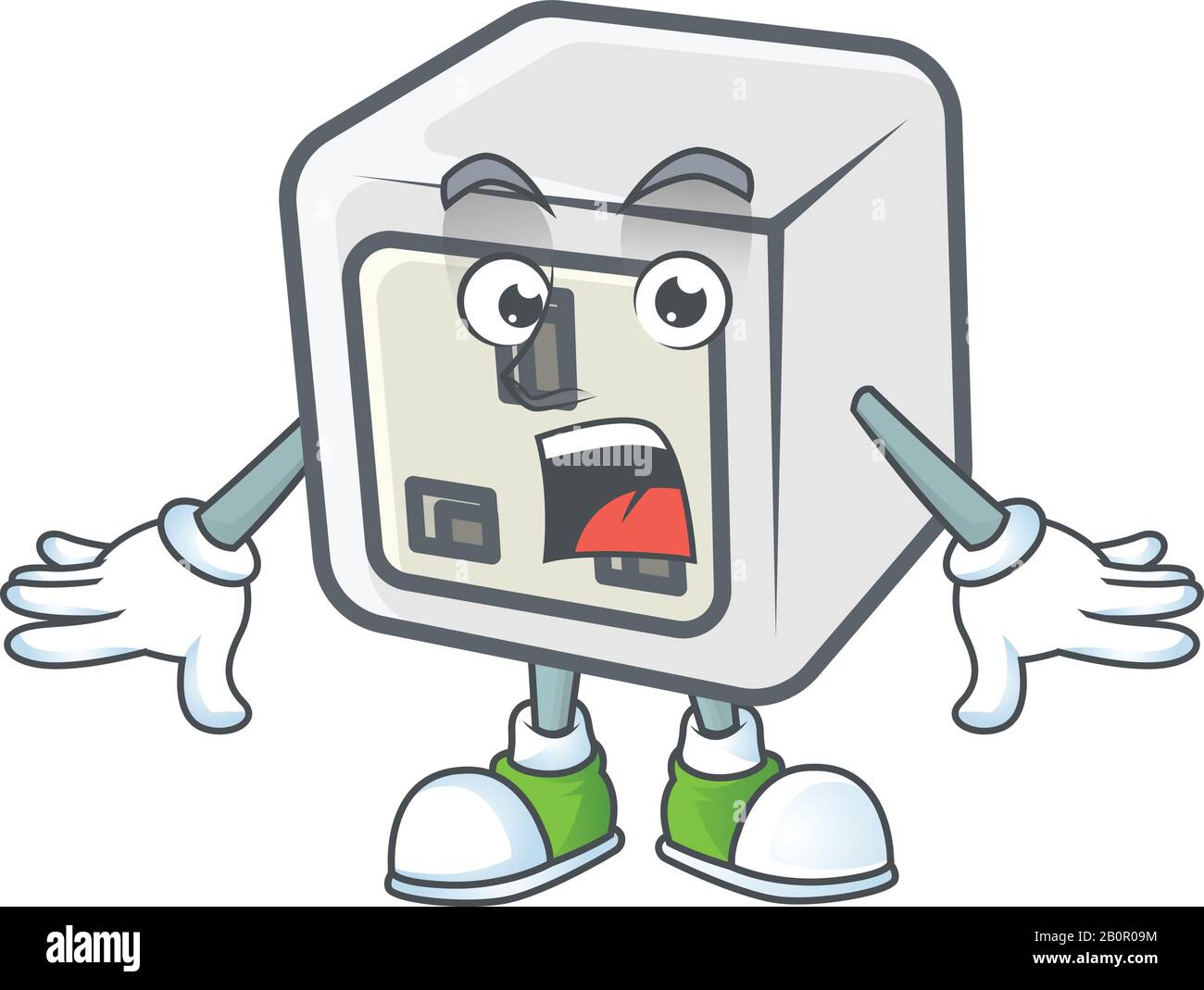 cartoon character design of USB power socket with a surprised gesture ...