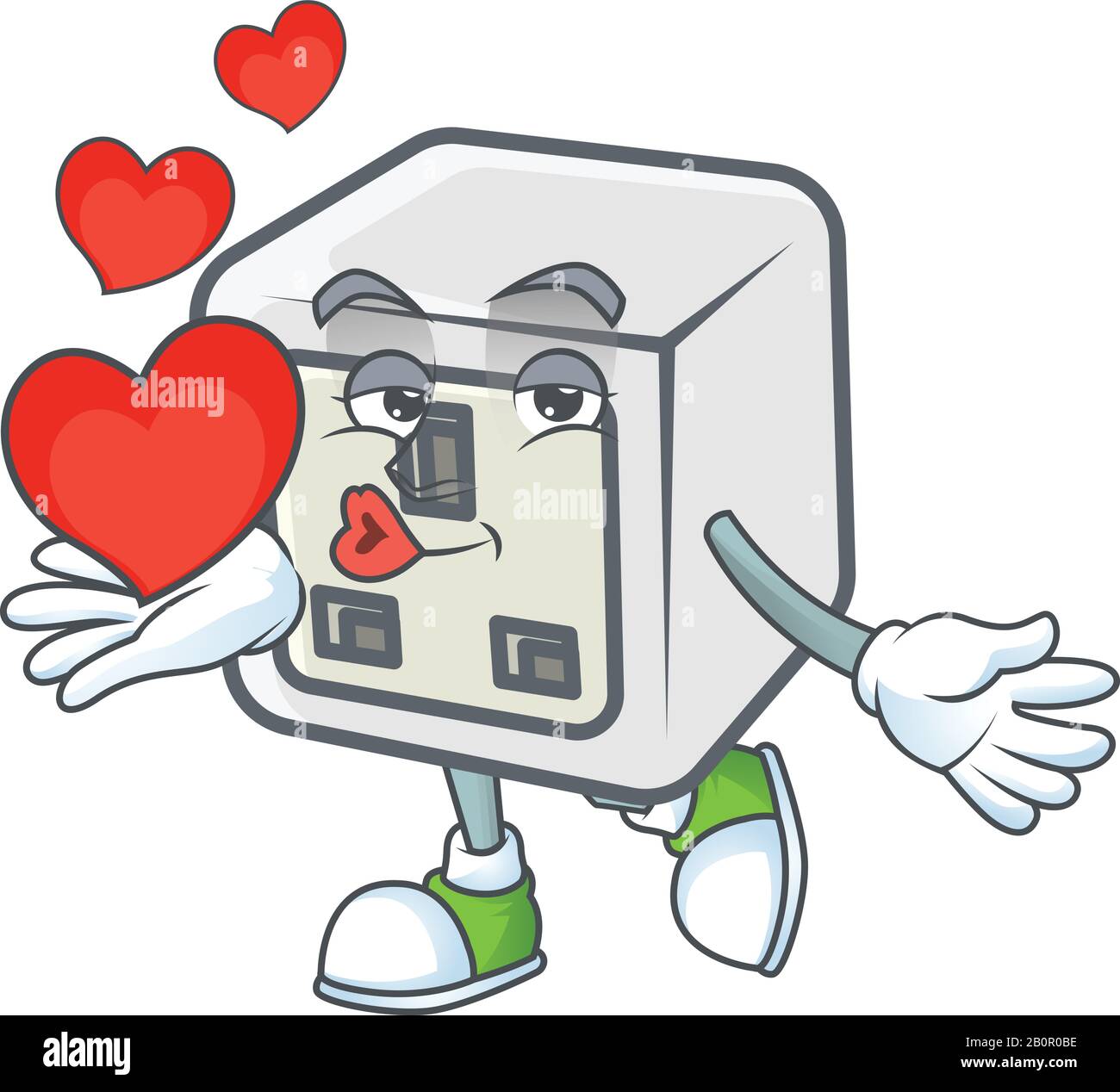 A sweetie USB power socket cartoon character holding a heart Stock ...