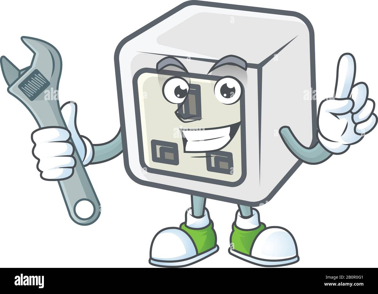 happily Mechanic USB power socket cartoon character design Stock Vector ...