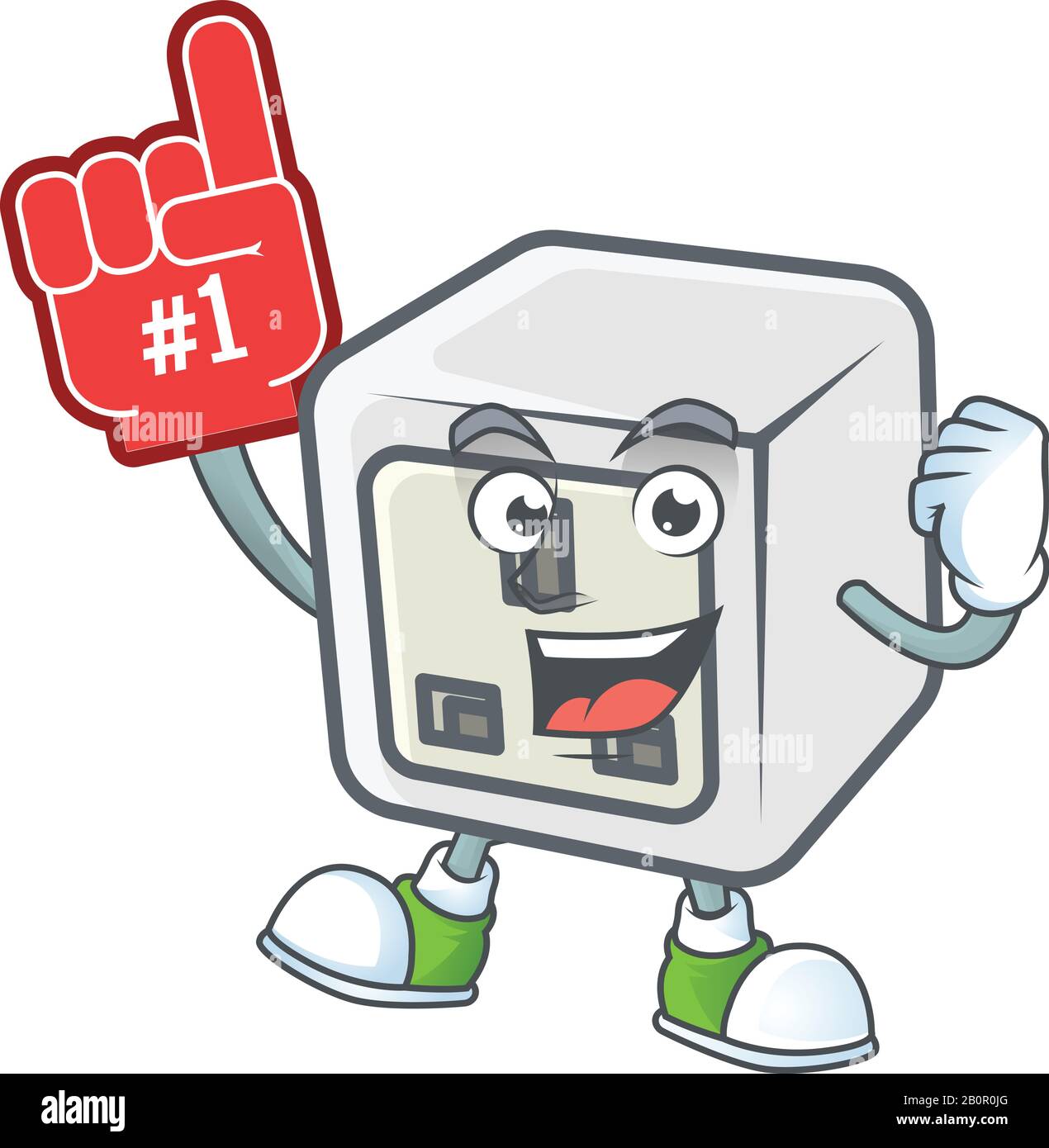 A cartoon design of USB power socket holding a Foam finger Stock Vector ...