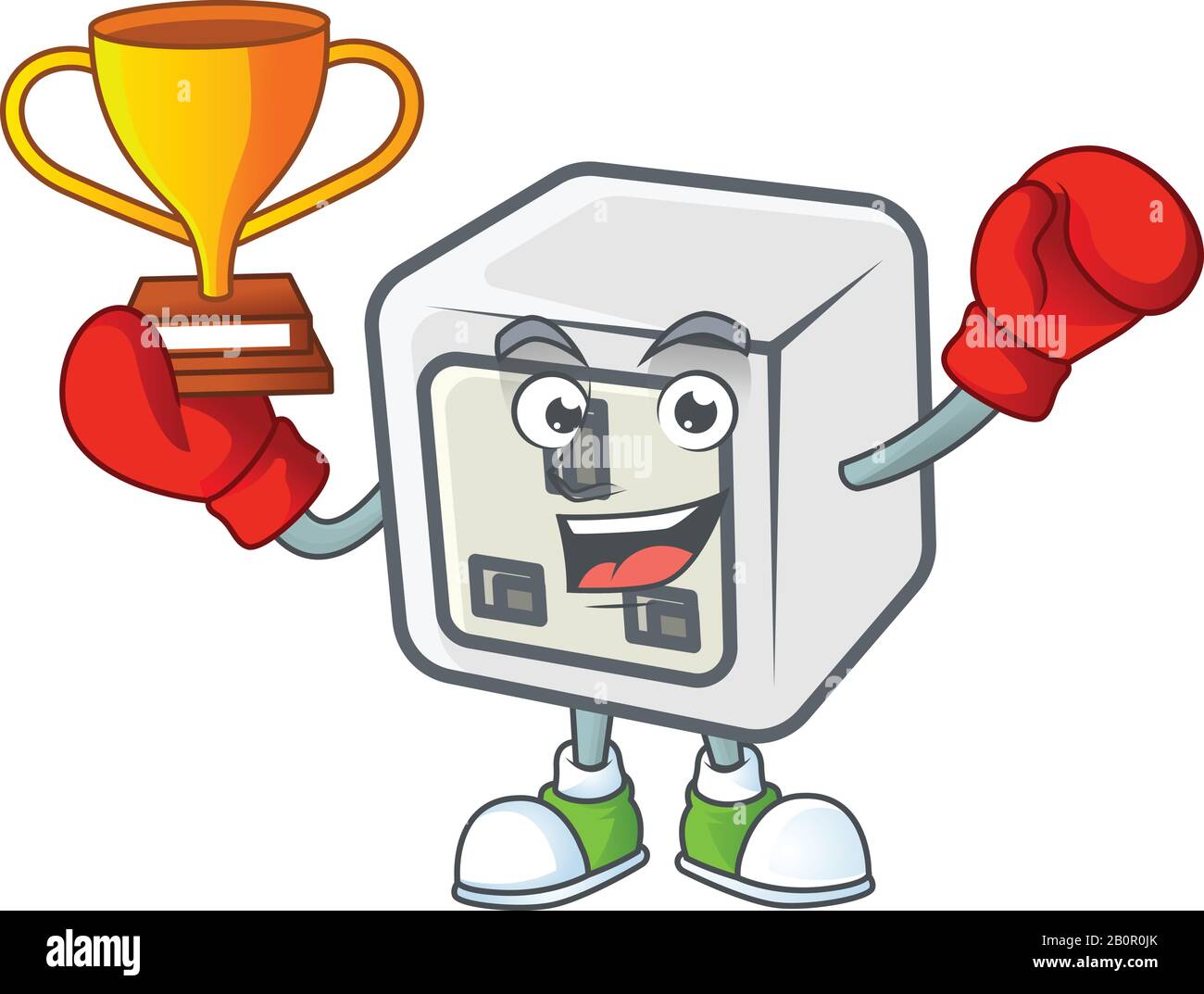 Super cool Boxing winner of USB power socket in mascot cartoon design ...