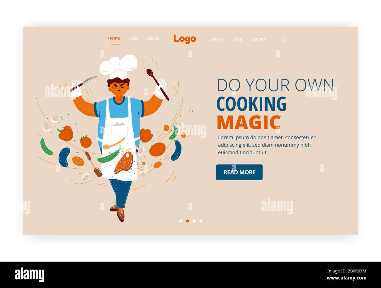 Vector cartoon Landing Page Template illustration of home and small ...