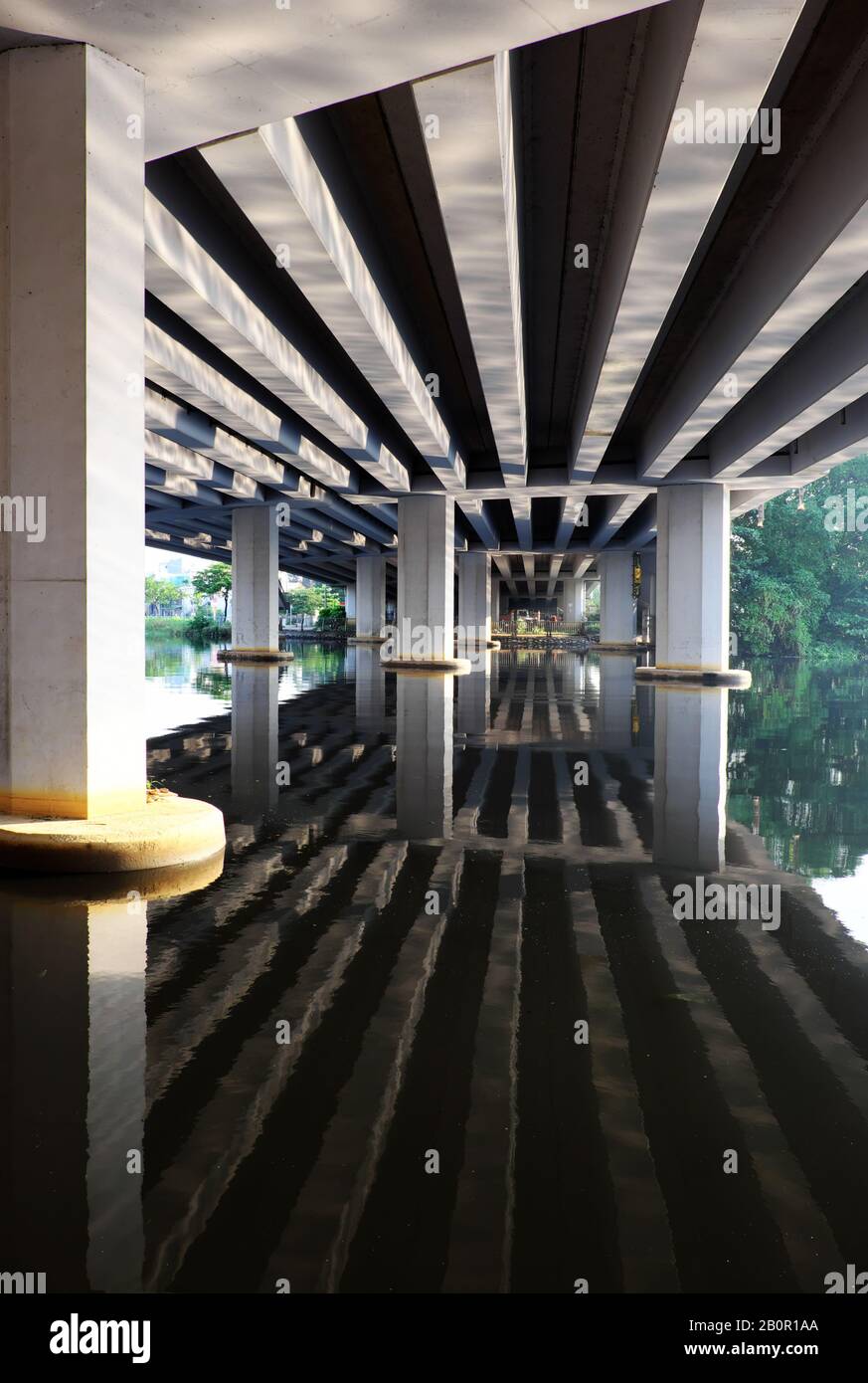 Amazing scene under bridge with reflection wonderful shadow, shape ...