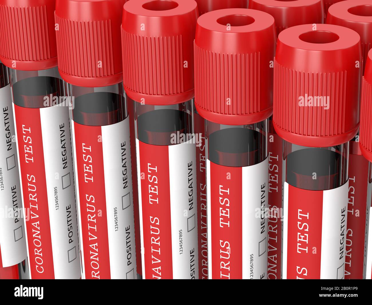 3d render of coronavirus 2019-nCoV blood samples in row Stock Photo - Alamy