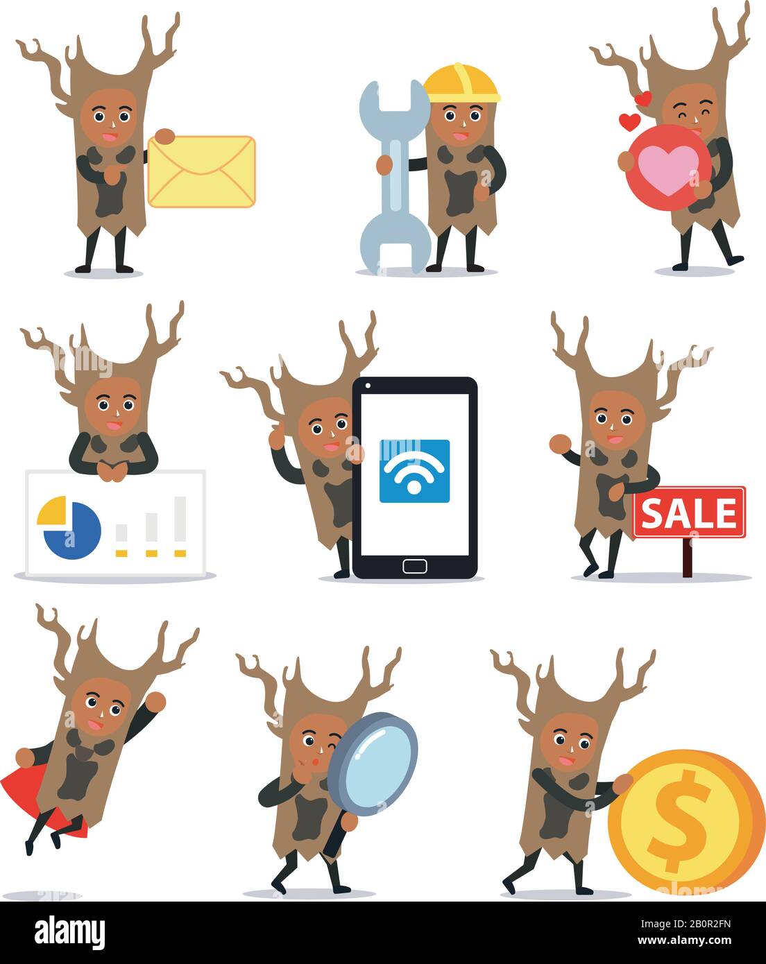 Set character of man as a scary haunted tree Stock Vector Image & Art ...