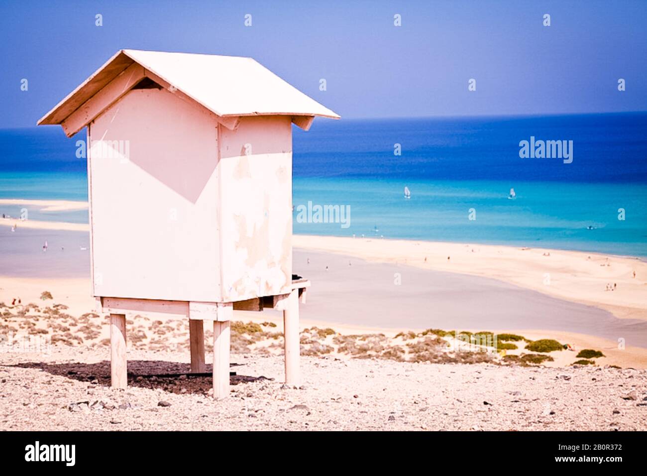 Beach tower on a sandy beach Stock Photo - Alamy