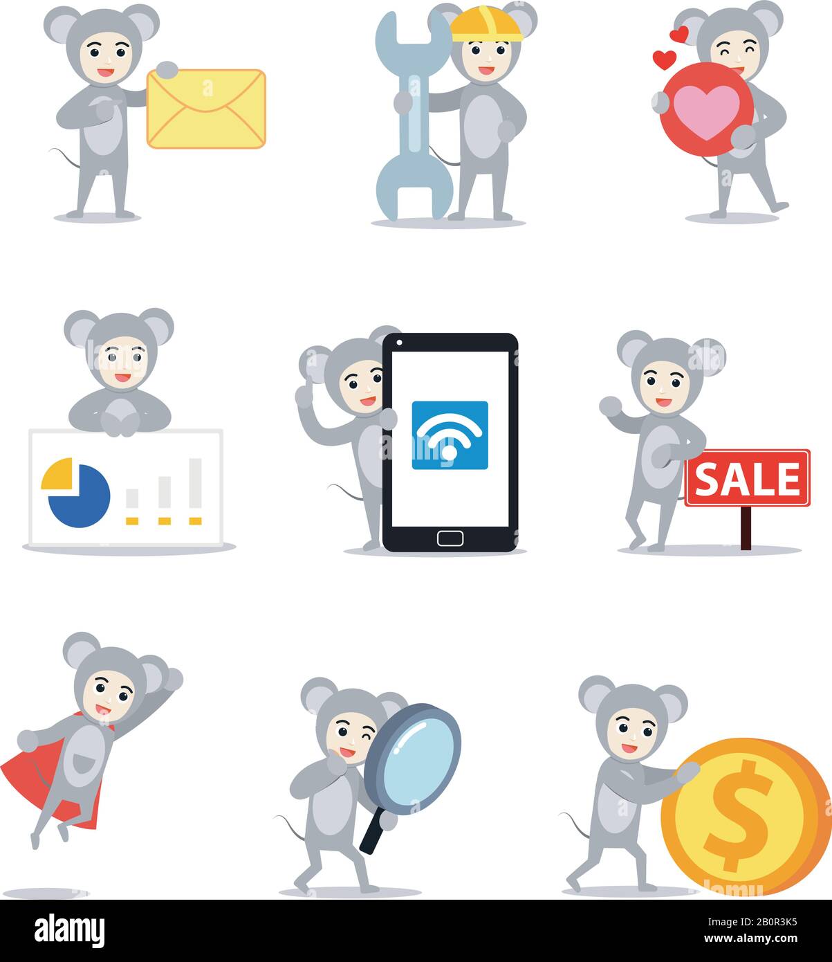 Set character of male mouse with wide ears Stock Vector Image & Art - Alamy