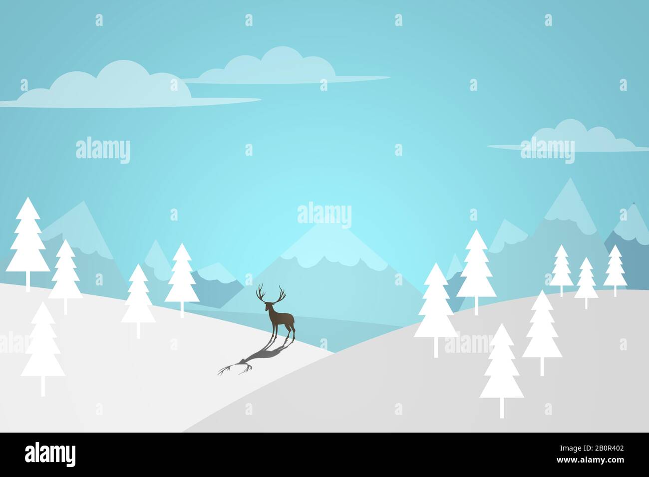 winter landscape with snow for background wallpaper, flat design ...