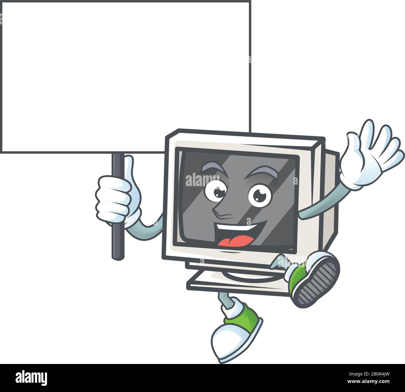 A picture of vintage monitor cartoon character with board Stock Vector ...