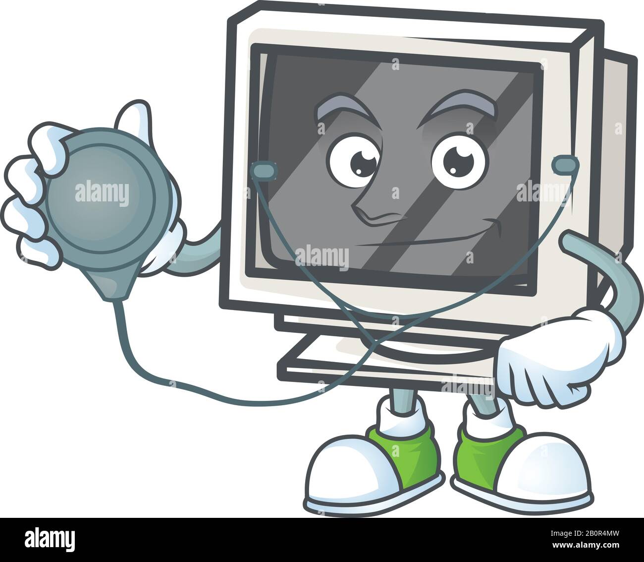 Vintage monitor mascot icon design as a Doctor working costume with ...