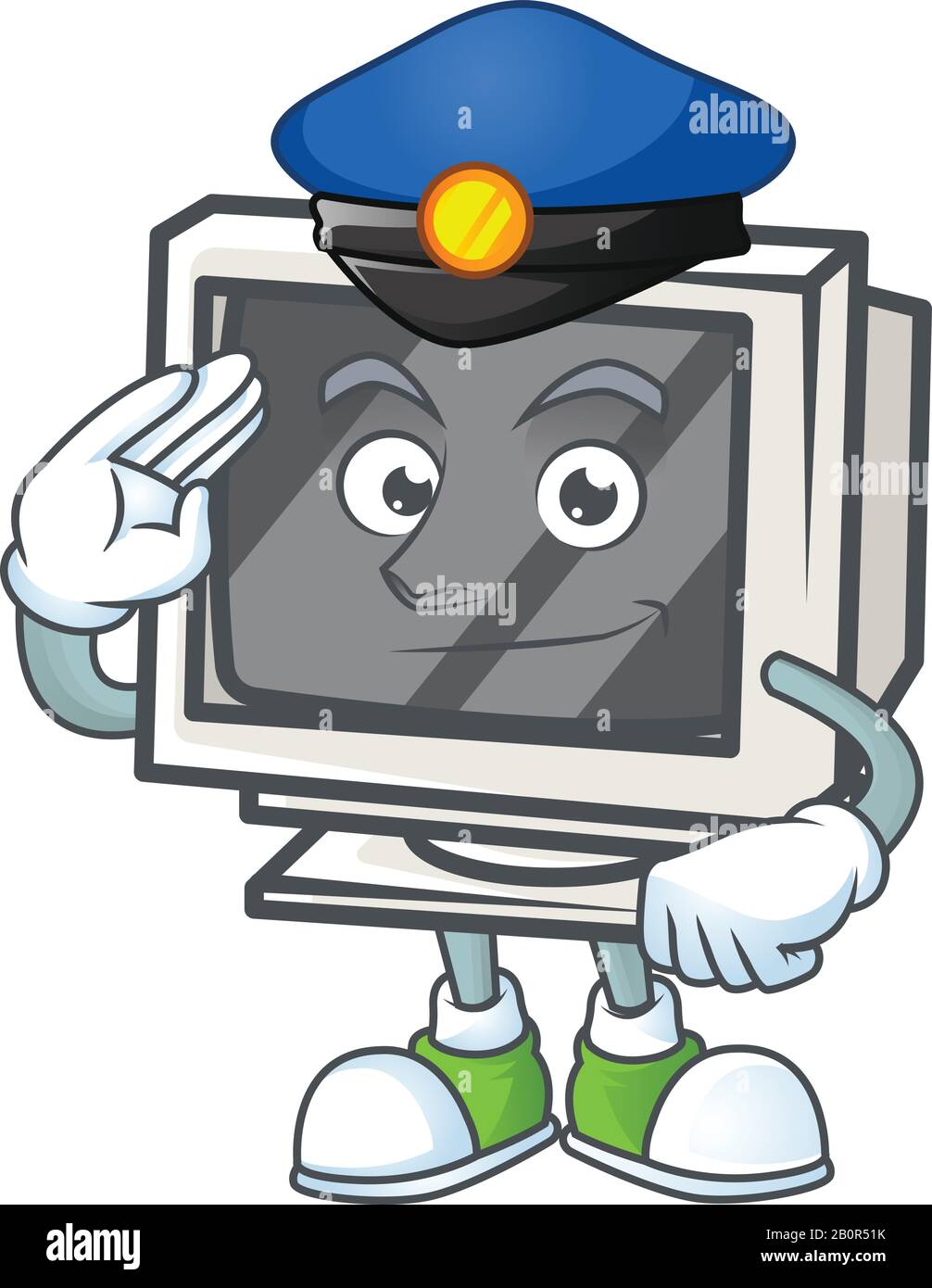 A character design of vintage monitor working as a Police officer Stock ...