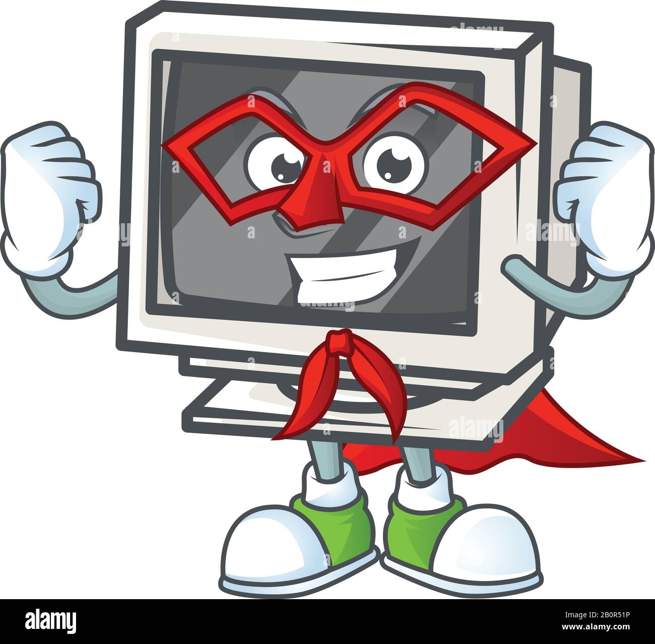 A friendly picture of vintage monitor dressed as a Super hero Stock ...