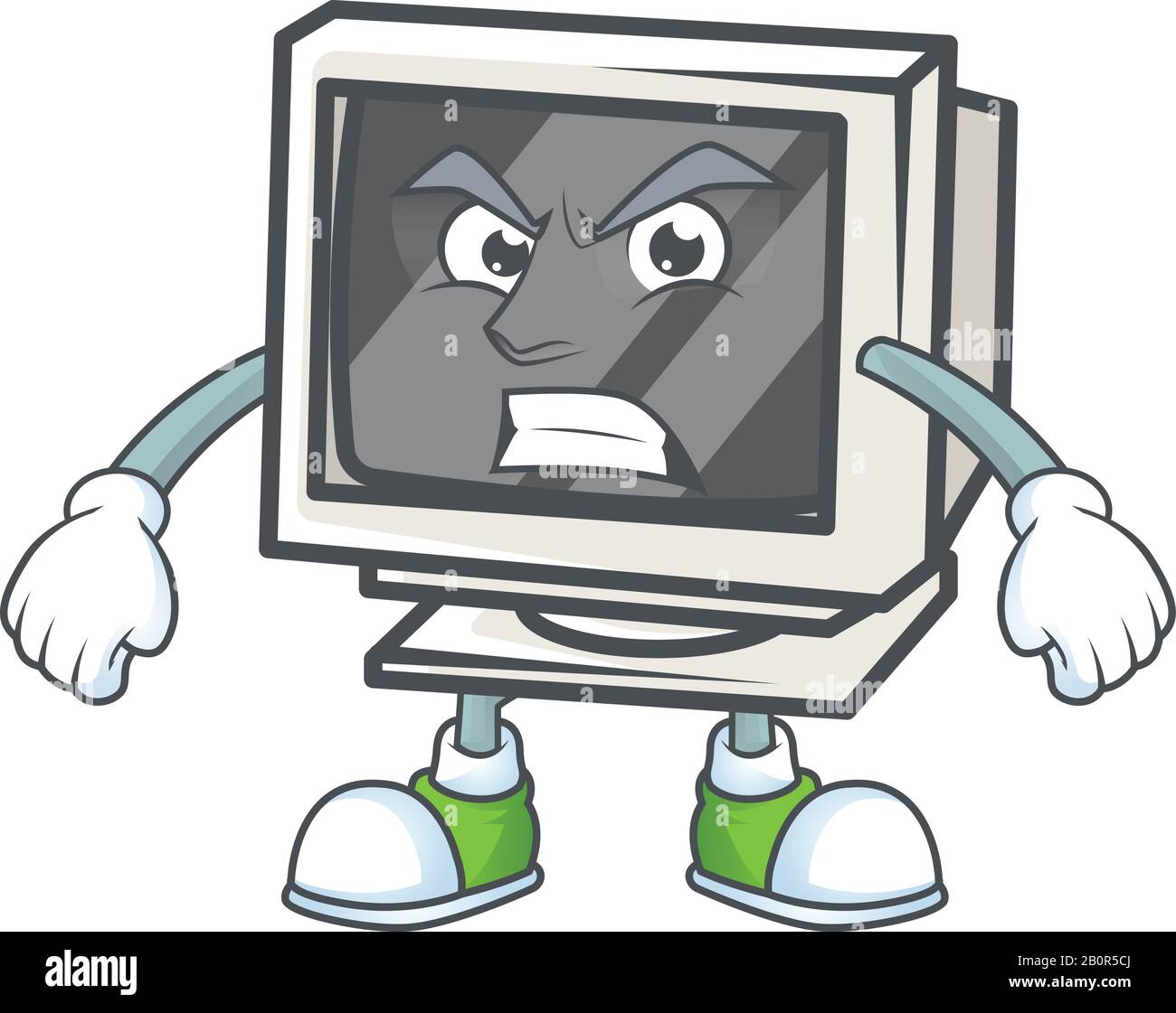 cartoon character of vintage monitor with angry face Stock Vector Image ...