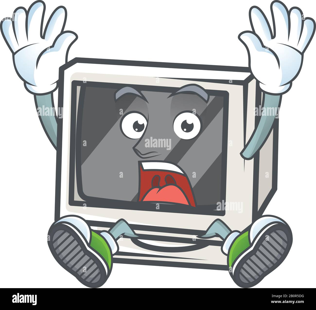 A picture of vintage monitor cartoon design with shocking gesture Stock ...