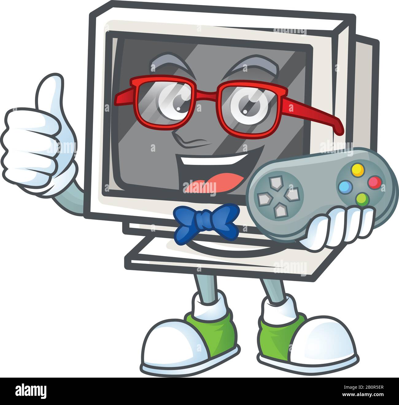 An attractive gamer vintage monitor cartoon character design Stock ...