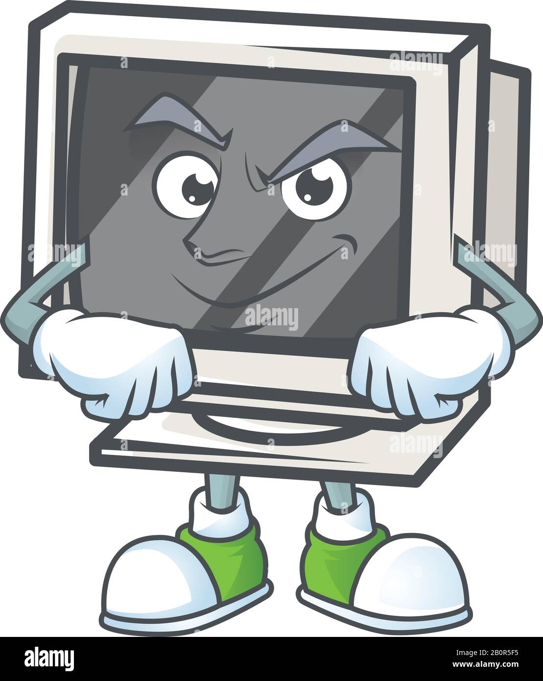 Vintage monitor mascot icon design style with Smirking face Stock ...