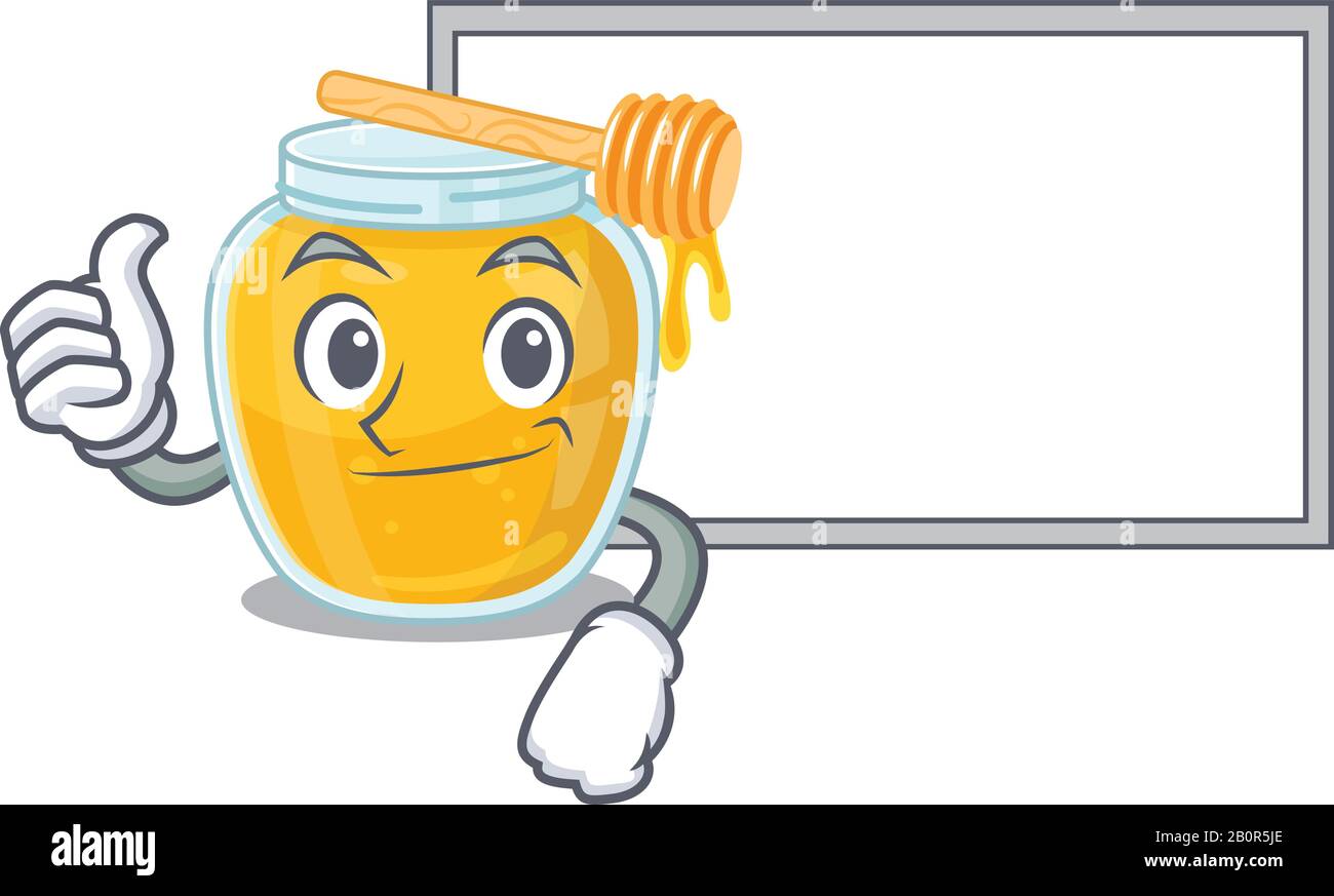 Thumbs up of honey cartoon design having a board Stock Vector Image ...