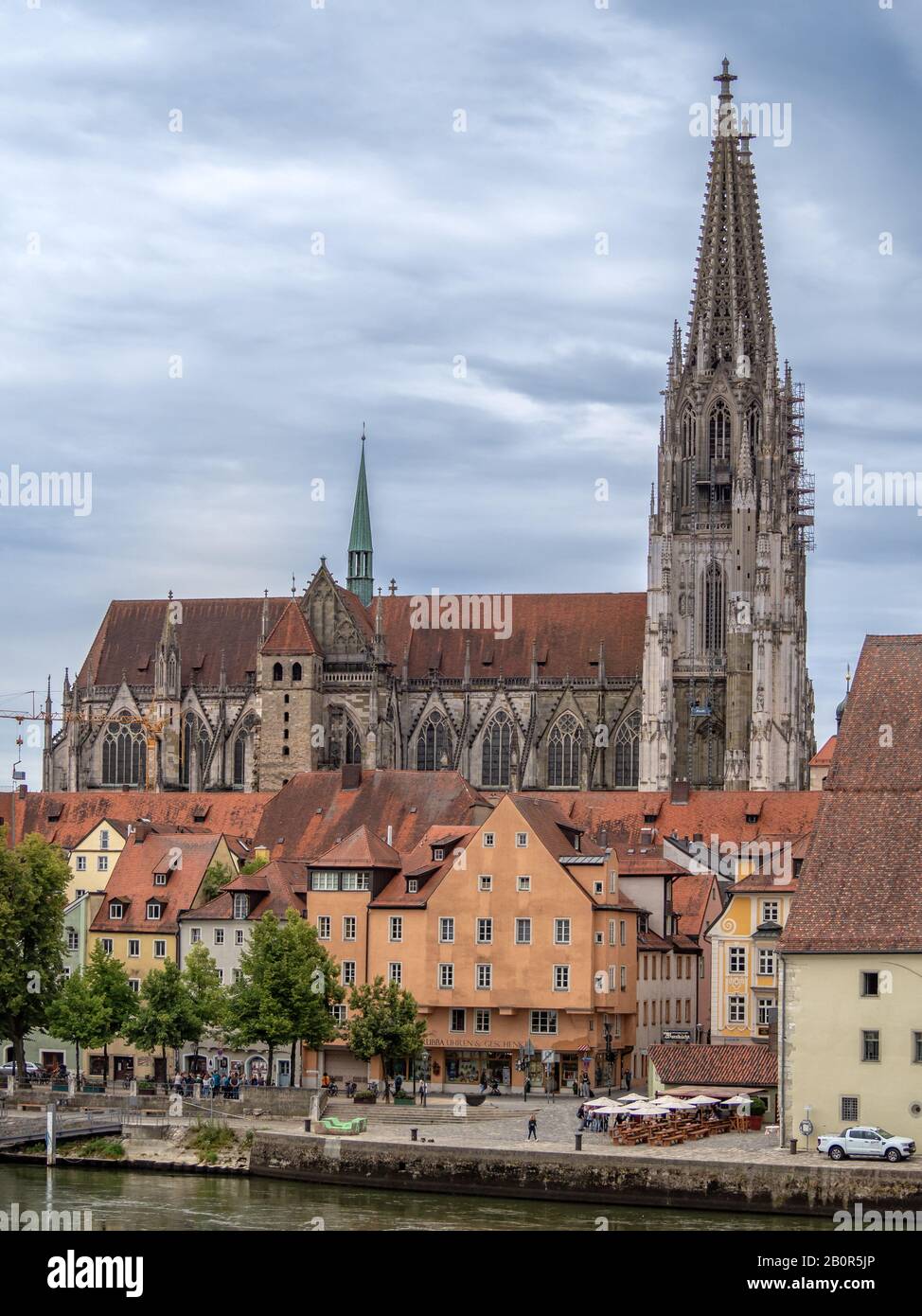 REGENSBURG, GERMANY - 07/11/2019: Regensburg Cathedral seen rising ...