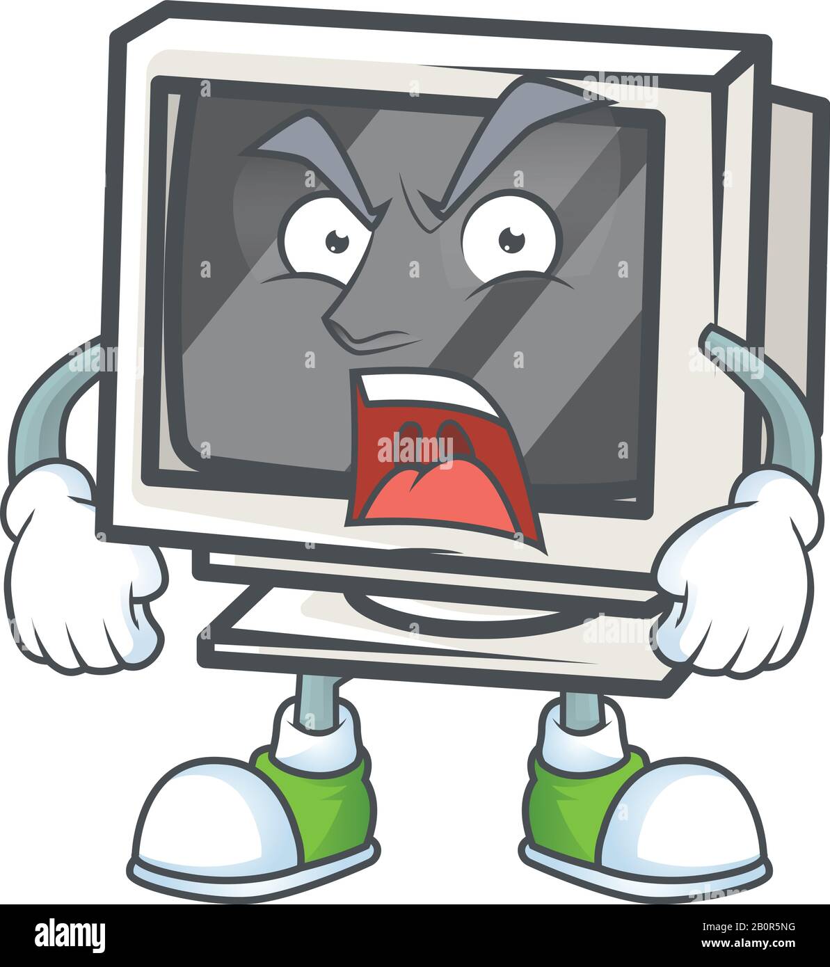 Vintage monitor cartoon character design with angry face Stock Vector ...