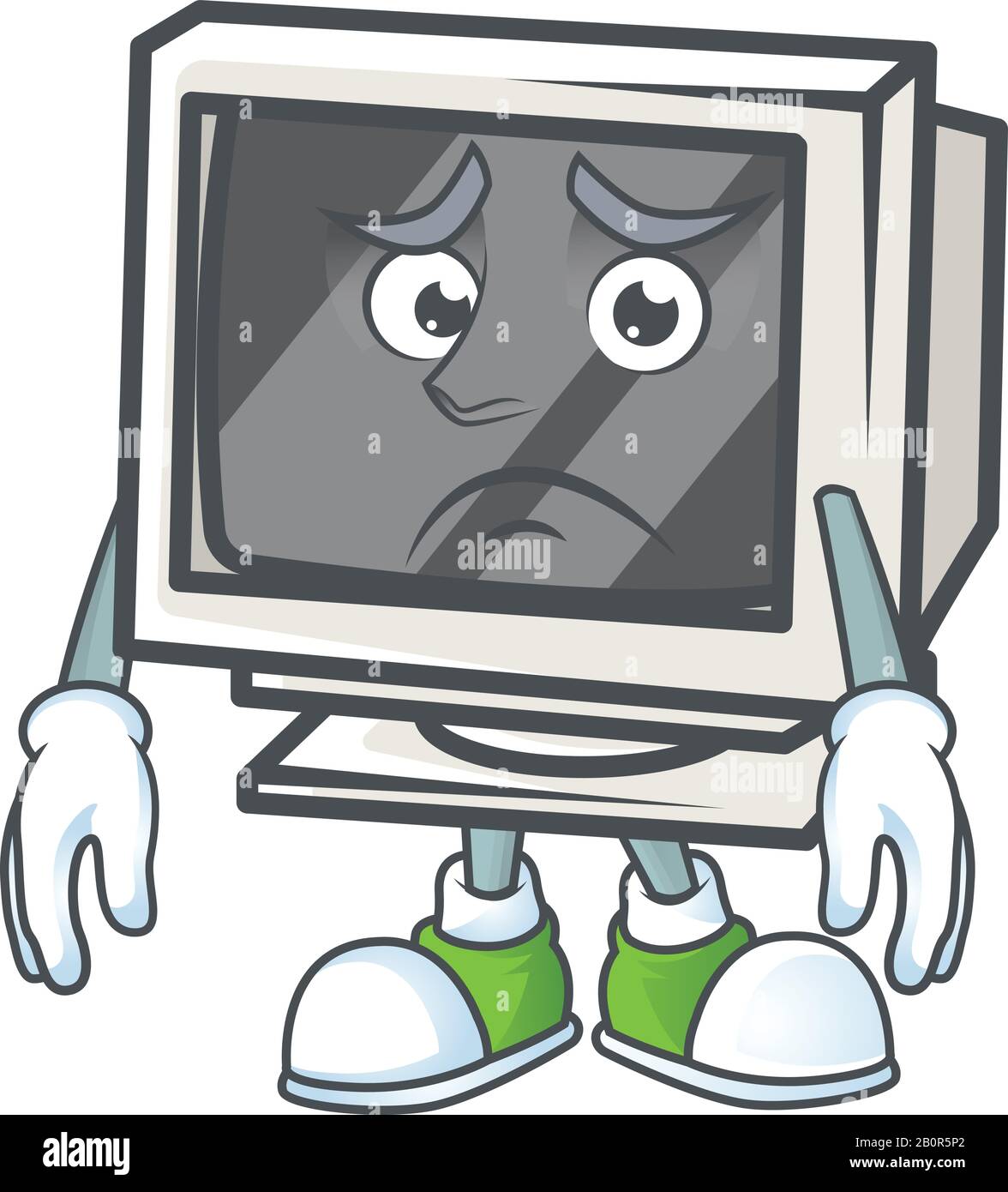 Cartoon character of a vintage monitor having an afraid face Stock ...