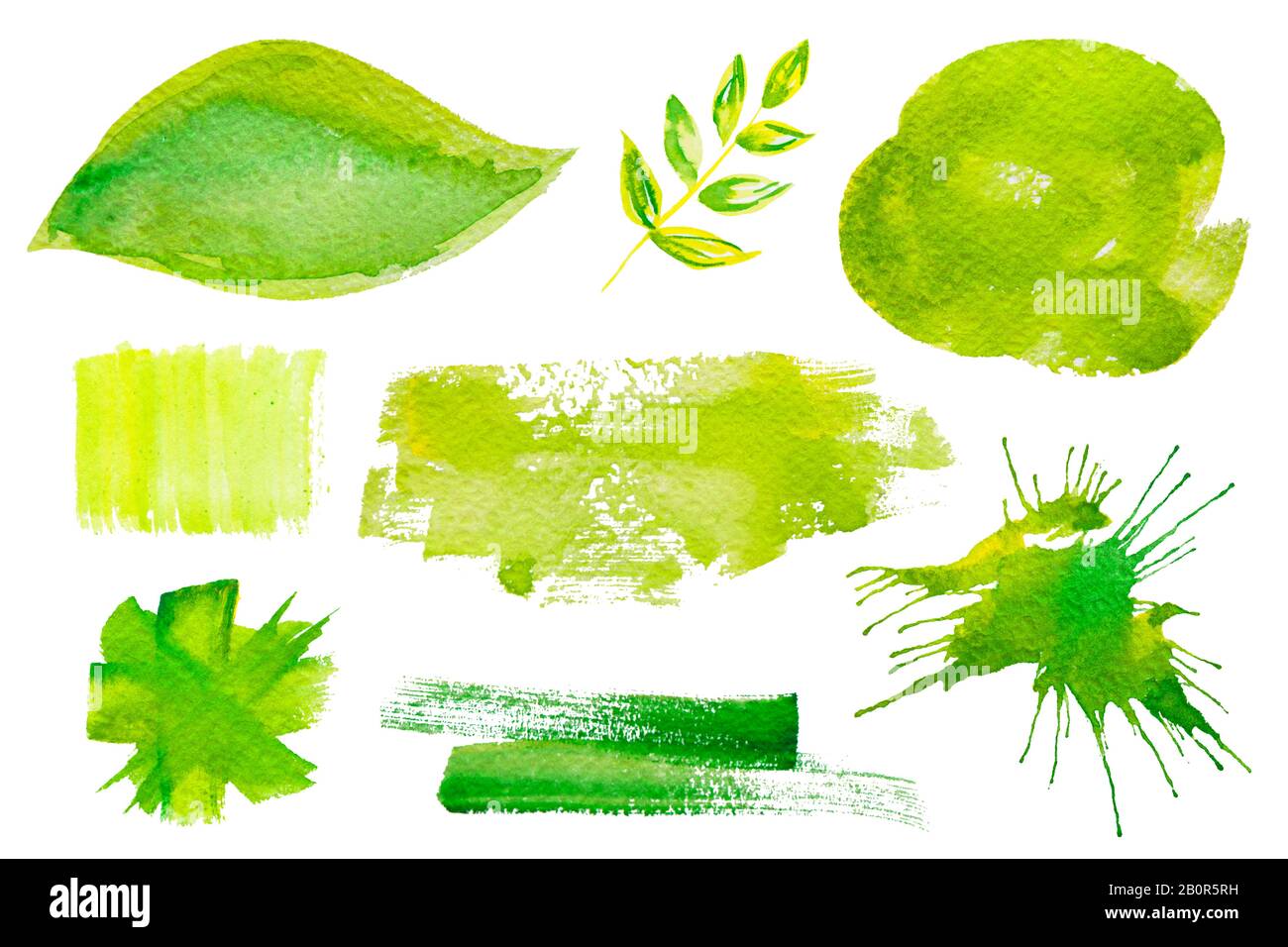 Set of green watercolor design labels Stock Photo - Alamy