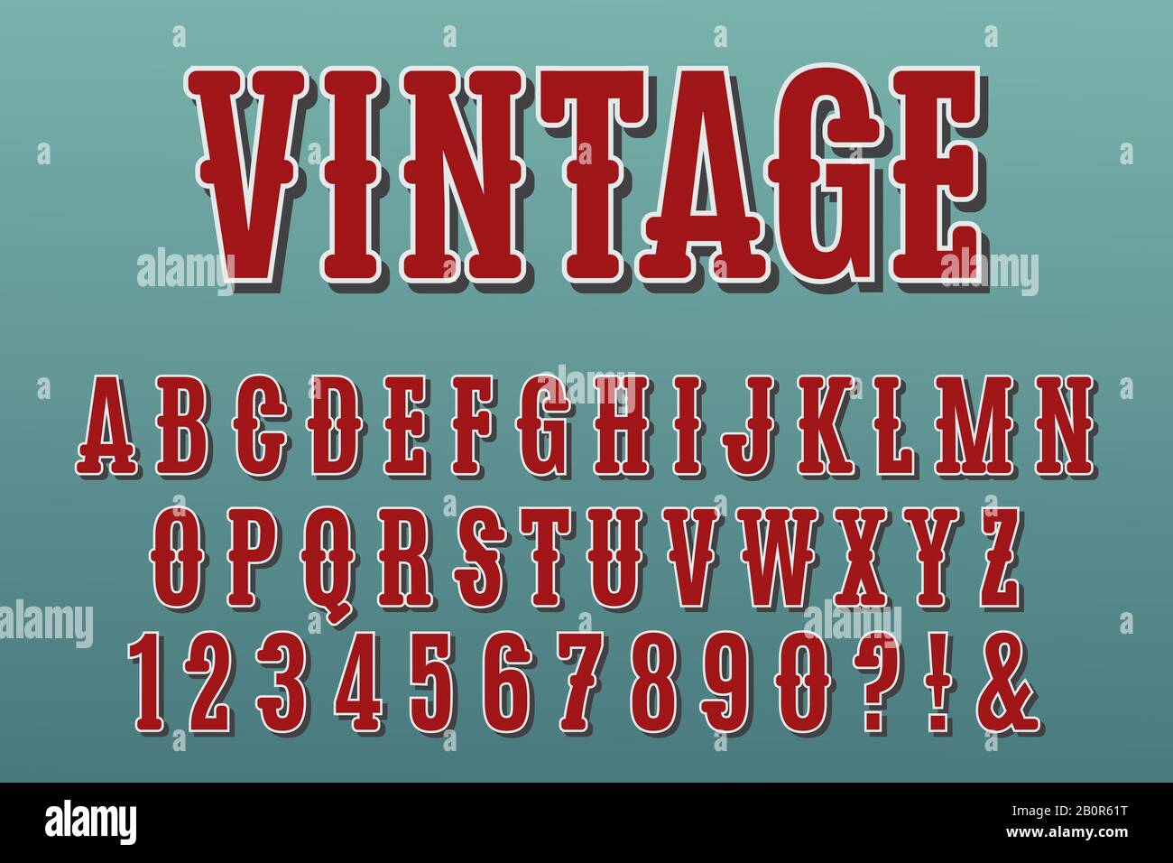 Vintage 3D Alphabet Letters, Numbers and Symbols. Retro Typography ...