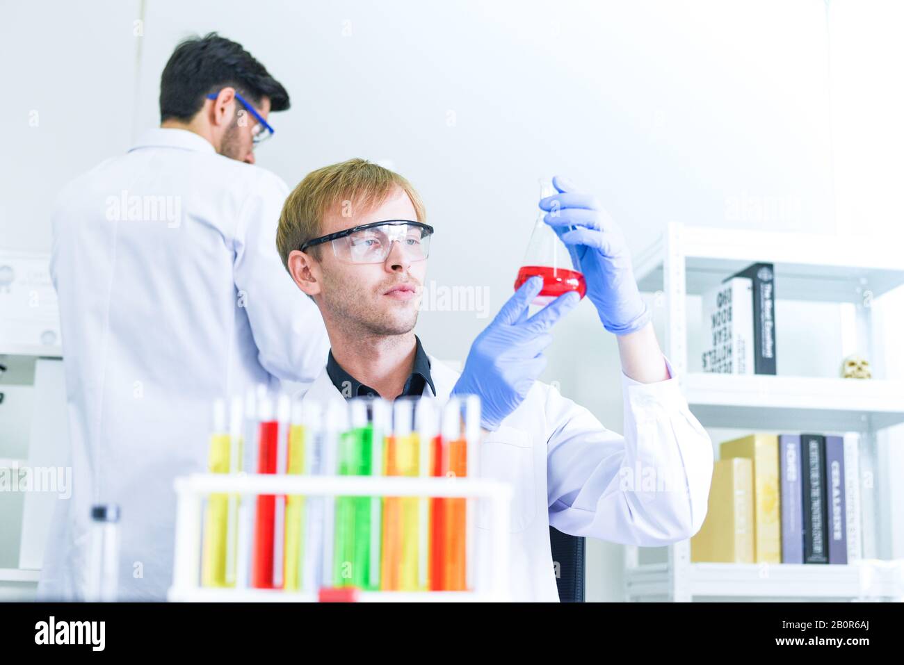 Man doctor as male scientist team doing some research working conduct ...