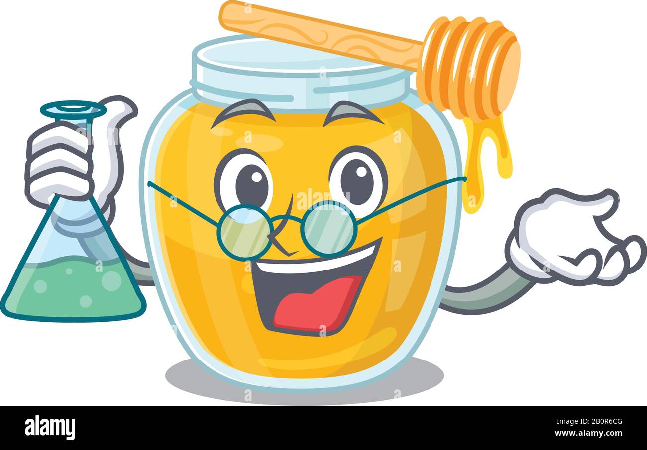 Cool honey Professor cartoon character with glass tube Stock Vector ...