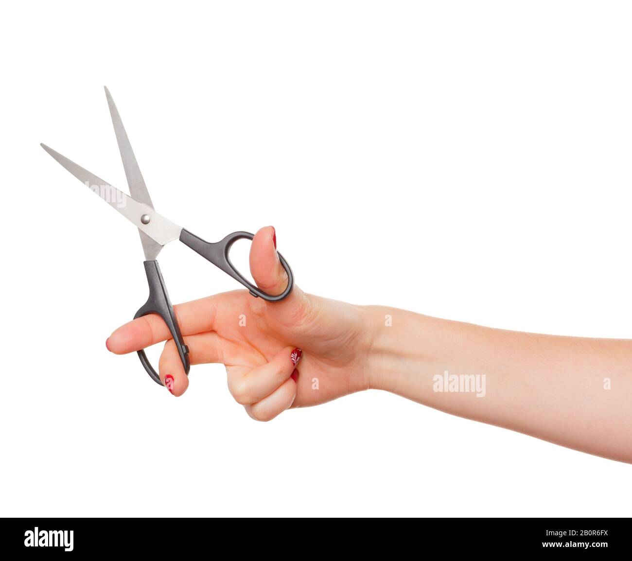 Hand holding scissors white background Cut Out Stock Images & Pictures ...