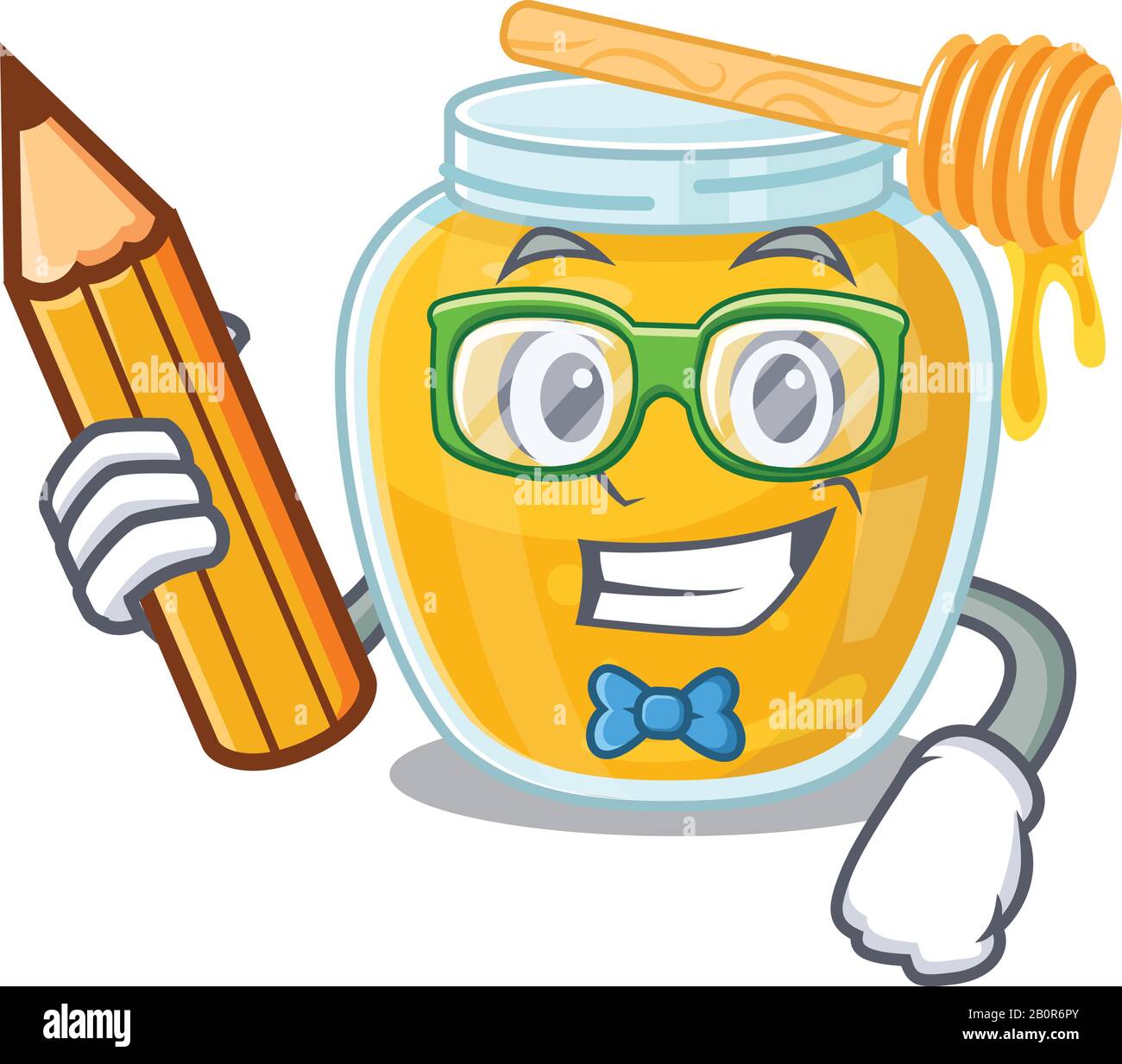 A smart Student honey character holding pencil Stock Vector Image & Art ...