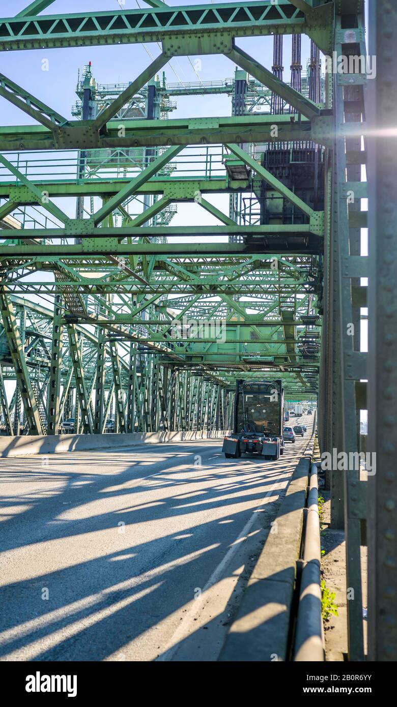 Big rig industrial grade powerful diesel dark semi truck tractor ...