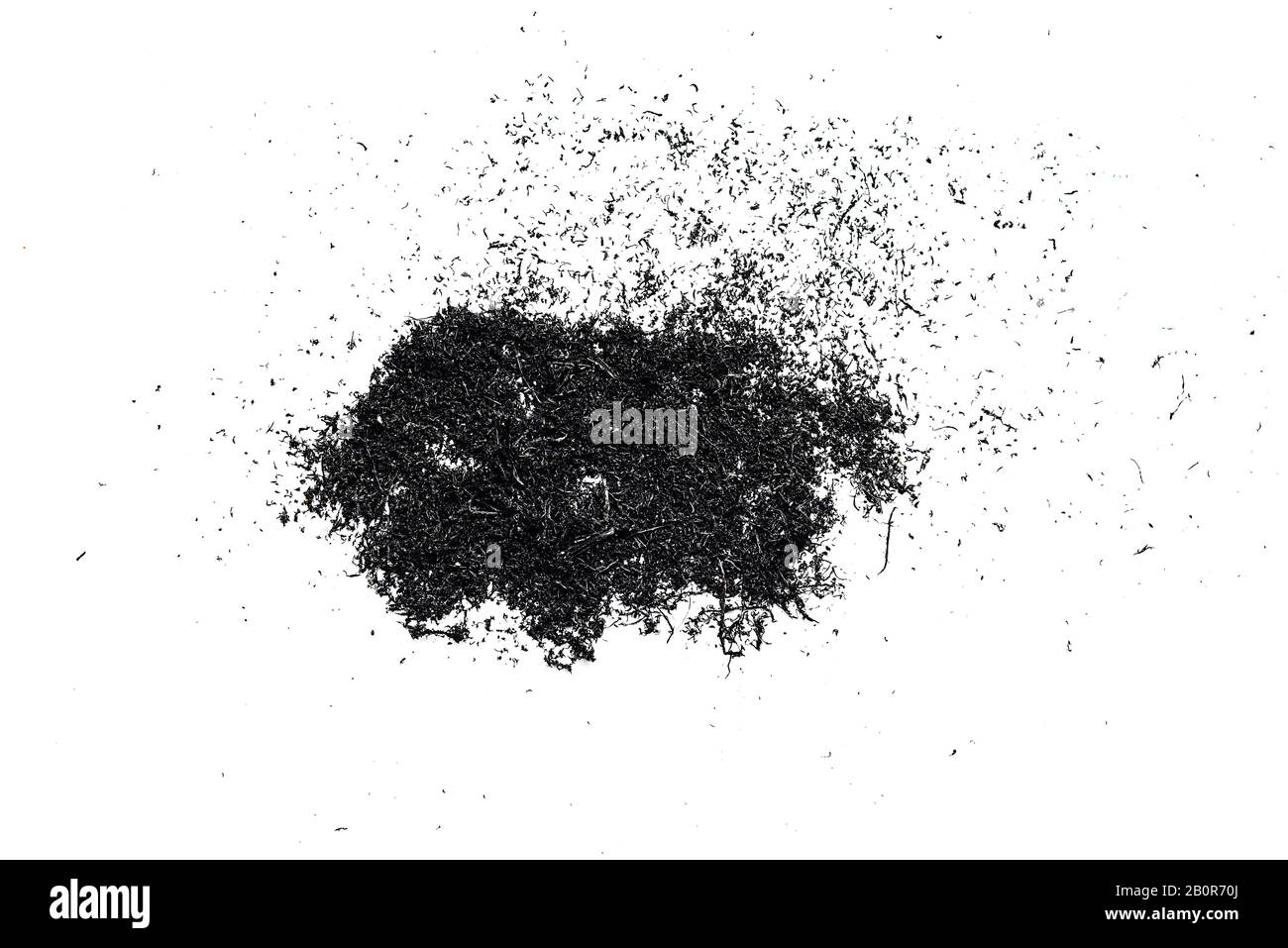 black polymer particles on a white background. texture. isolate Stock ...