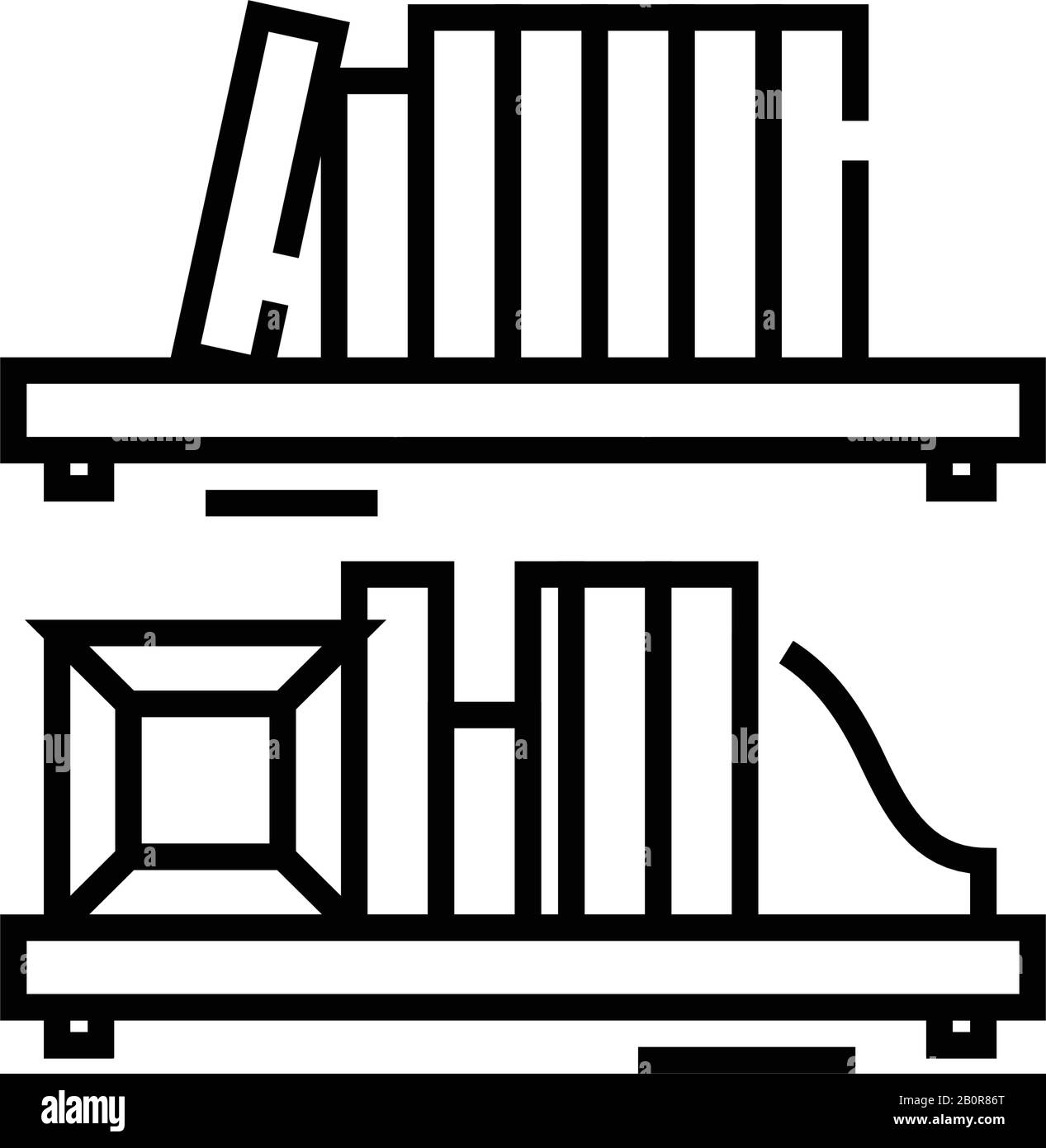 Book shelf line icon, concept sign, outline vector illustration, linear ...