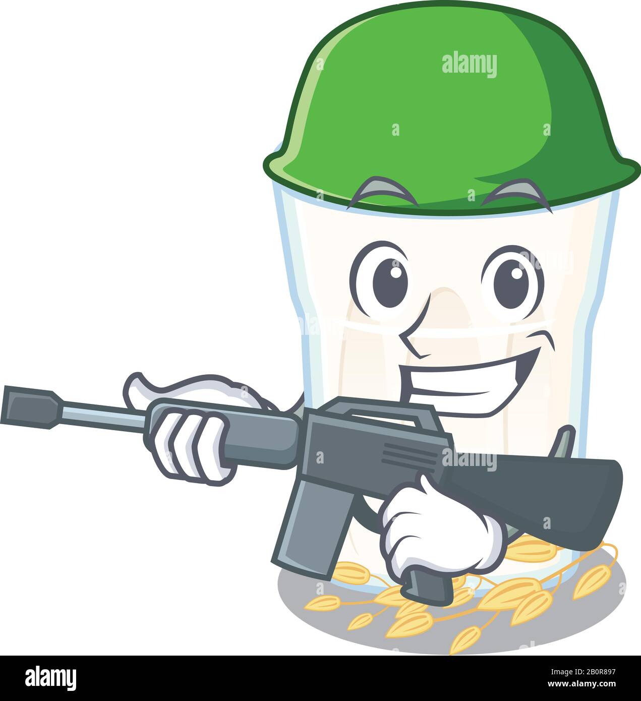 A cute picture of oats milk Army with machine gun Stock Vector Image ...