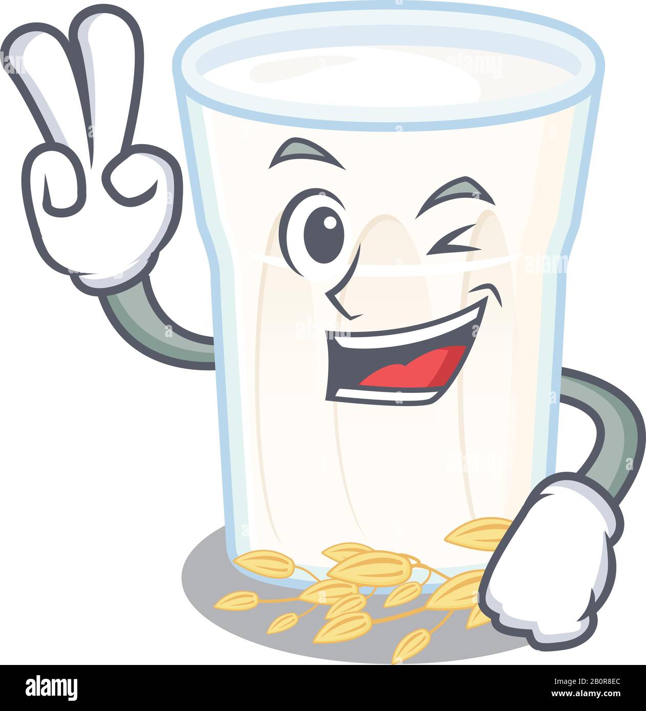 mascot of funny oats milk cartoon Character with two fingers Stock ...