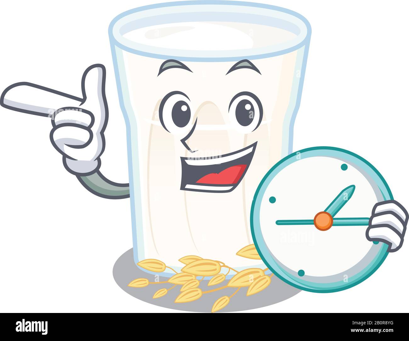 cartoon character concept oats milk having clock Stock Vector Image ...