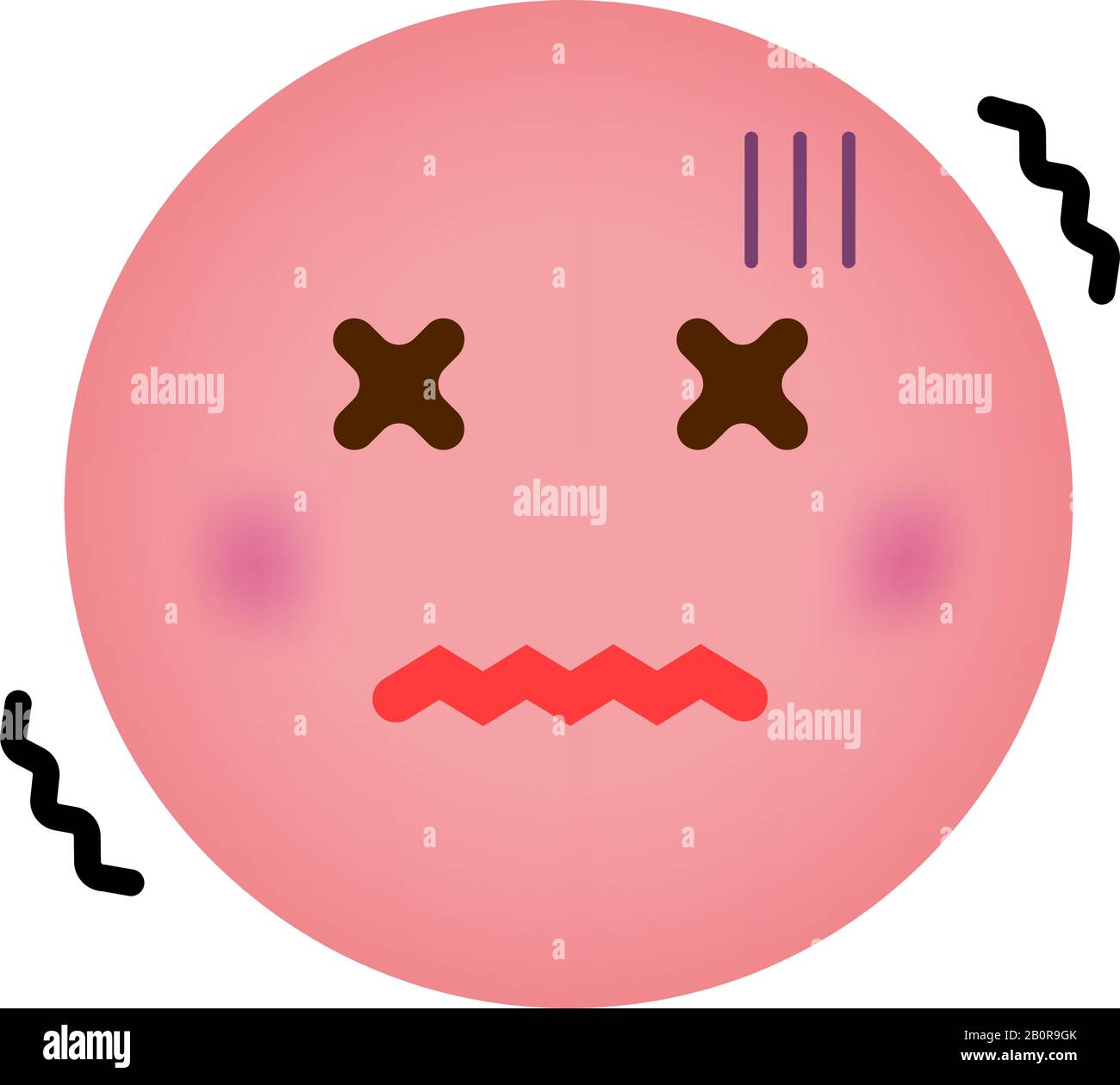 Cartoon face emoticon vector illustration / sick, poor condition Stock ...