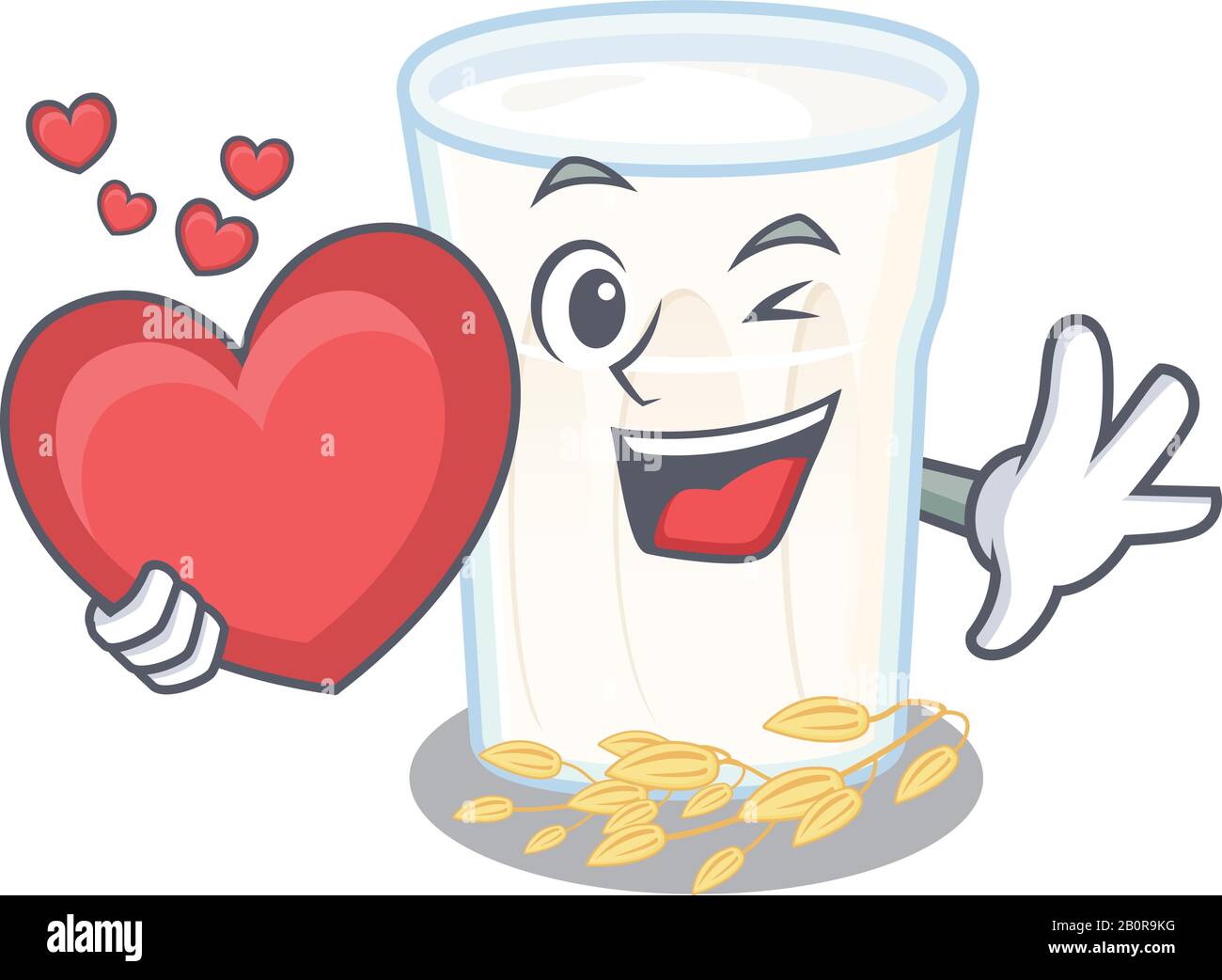 Romantic oats milk cartoon picture holding a heart Stock Vector Image ...