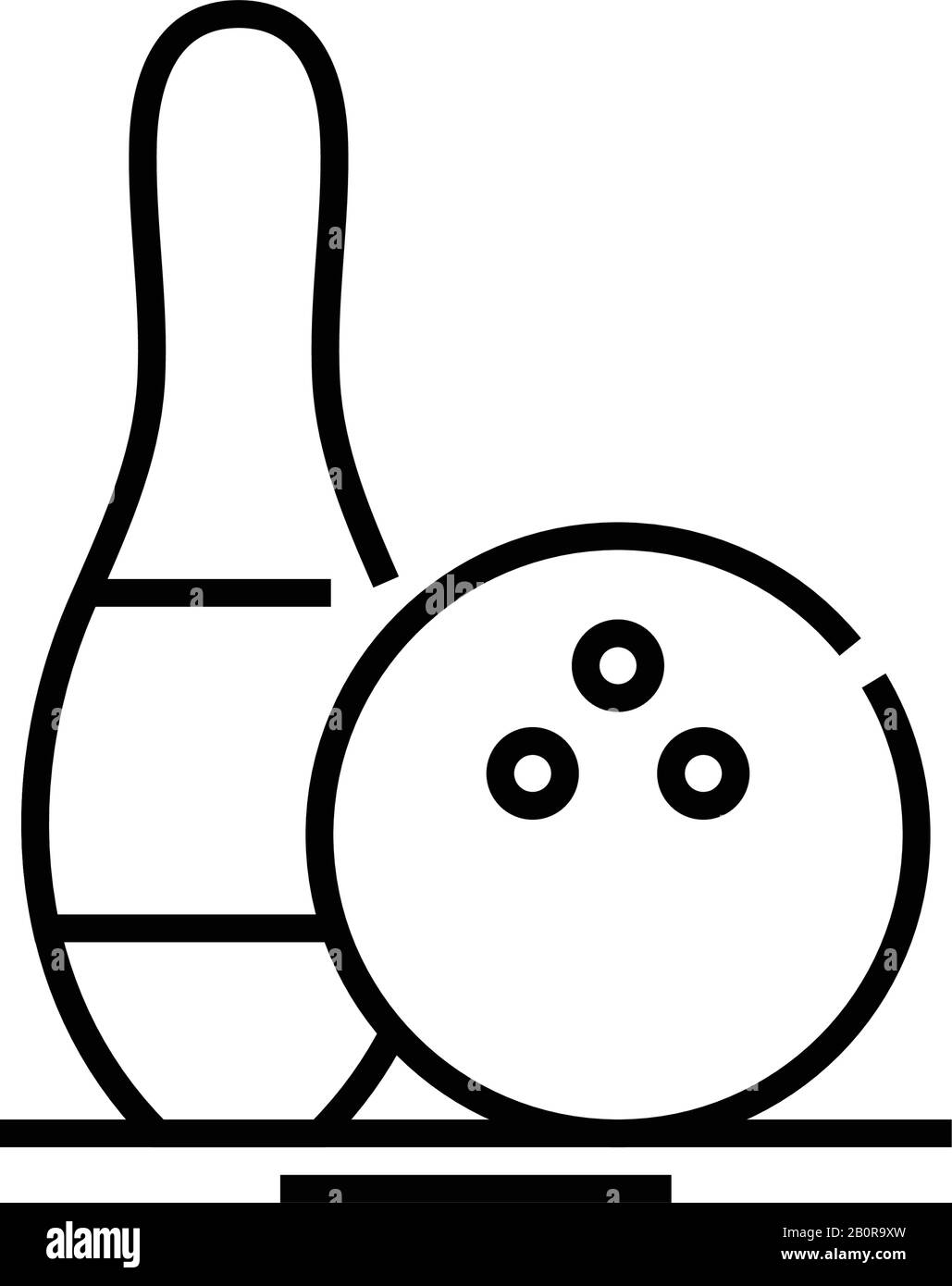 Bowling line icon, concept sign, outline vector illustration, linear ...