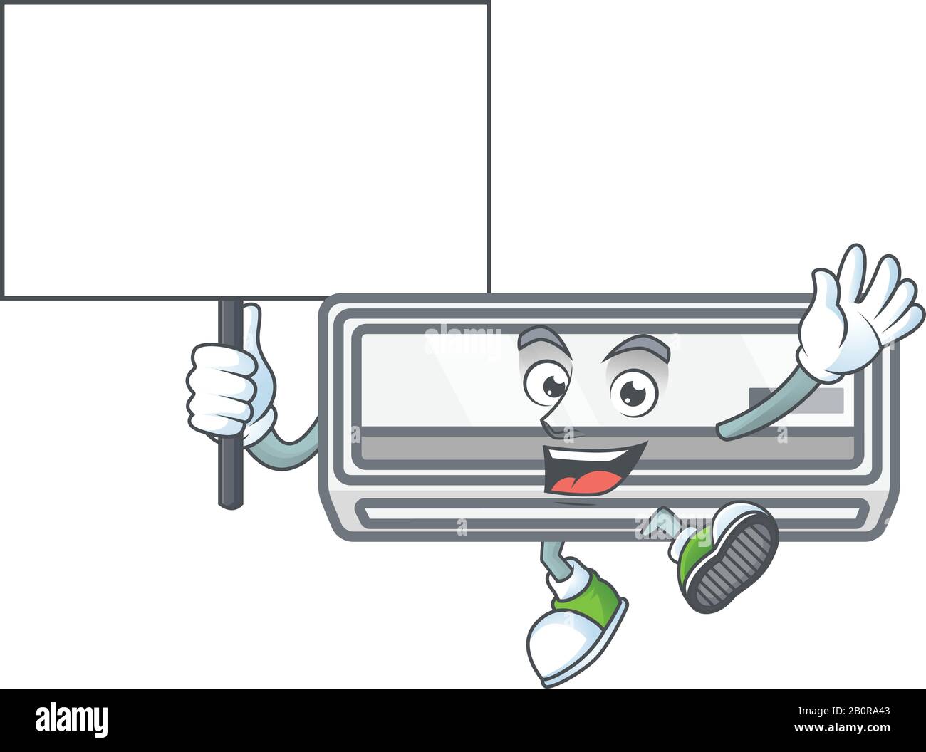 A picture of air conditioner cartoon character with board Stock Vector ...