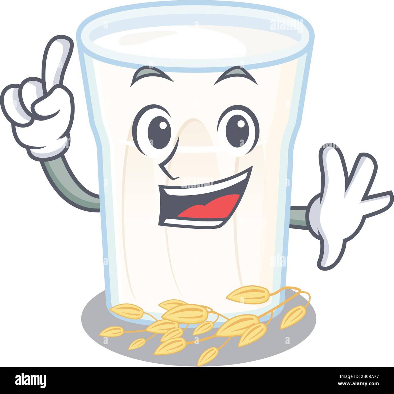 mascot cartoon concept oats milk in One Finger gesture Stock Vector ...