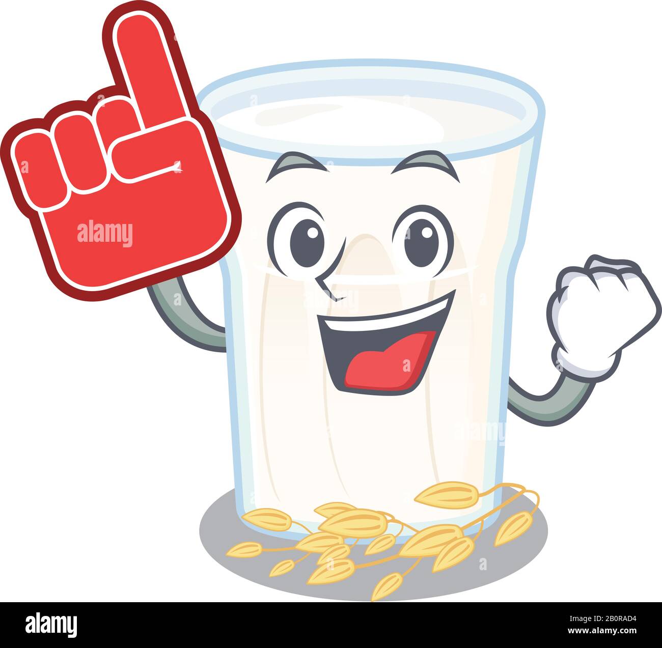 A picture of oats milk mascot cartoon design holding a Foam finger ...