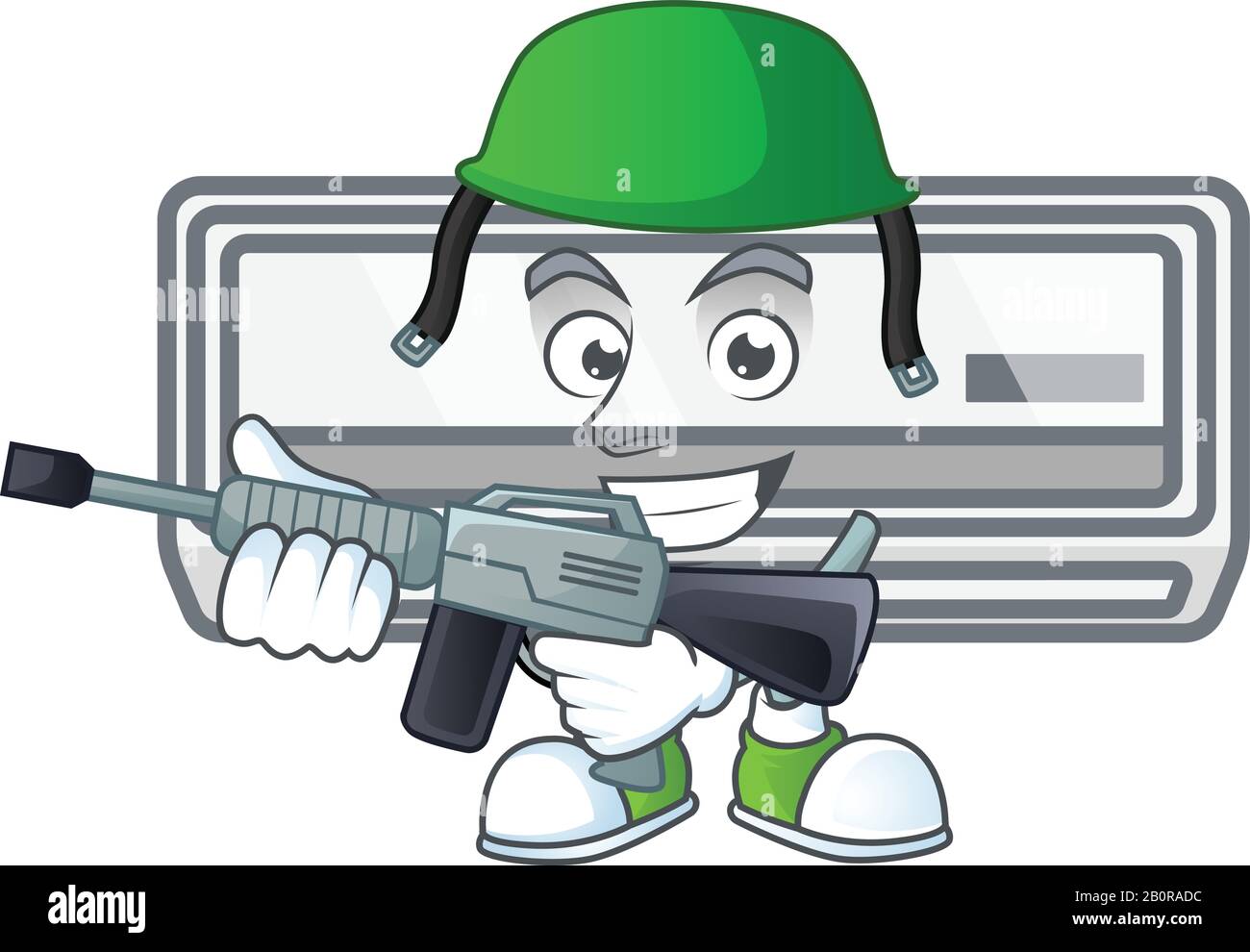 Air conditioner mascot design in an Army uniform with machine gun Stock ...